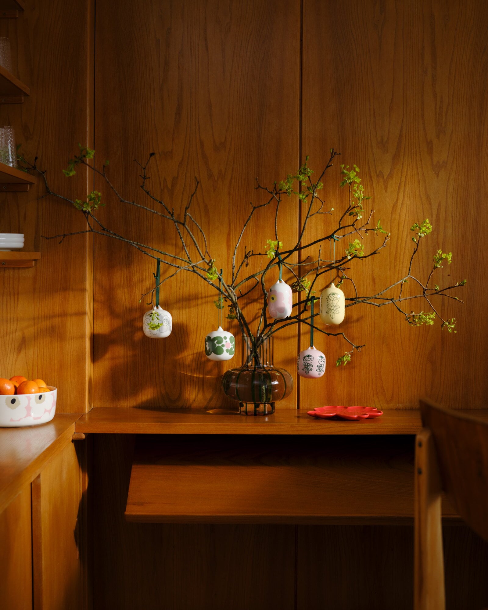 Marimekko Piirto Unikko ornament, white - green | Finnish Design Shop