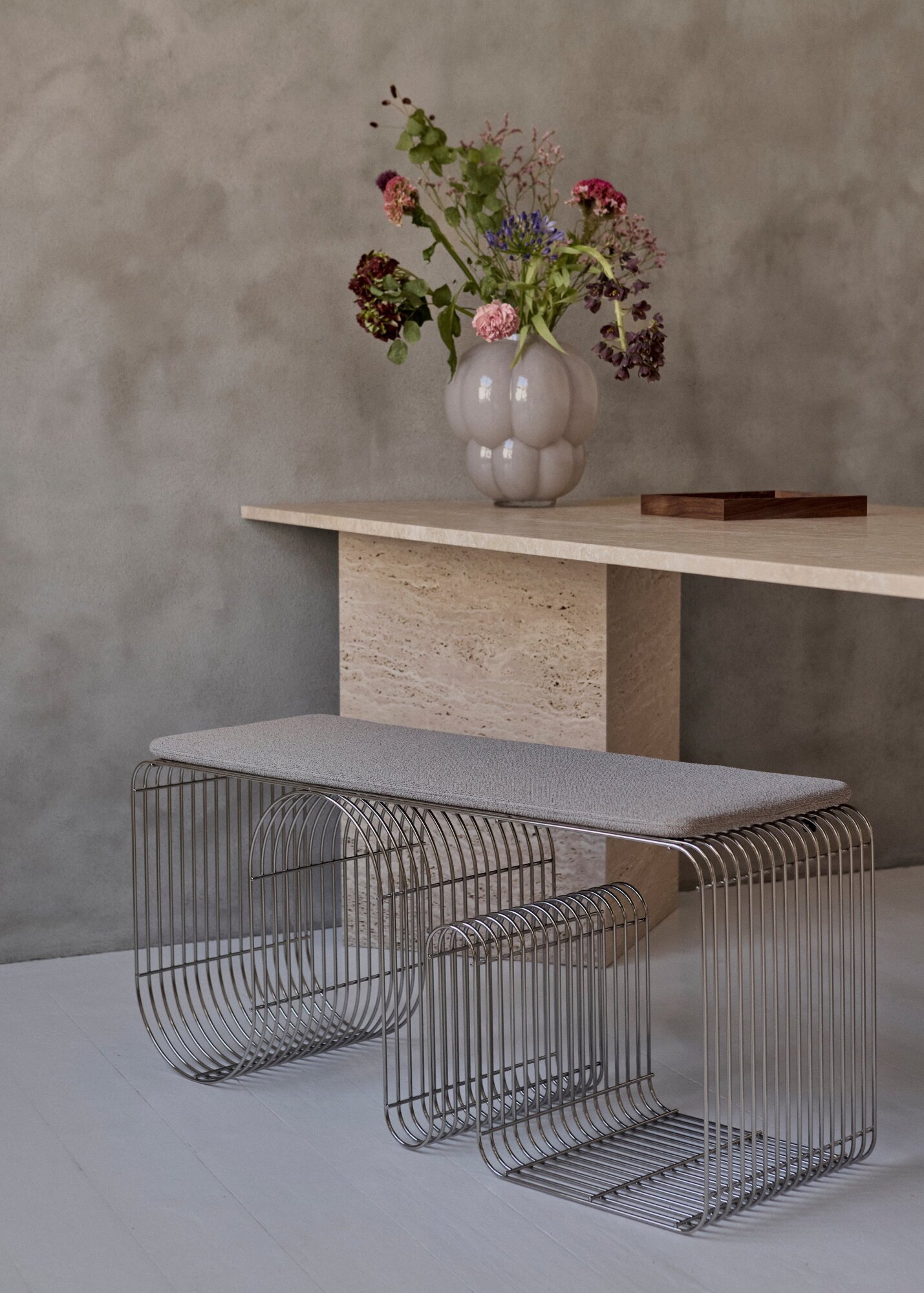 AYTM Curva bench, silver | Finnish Design Shop