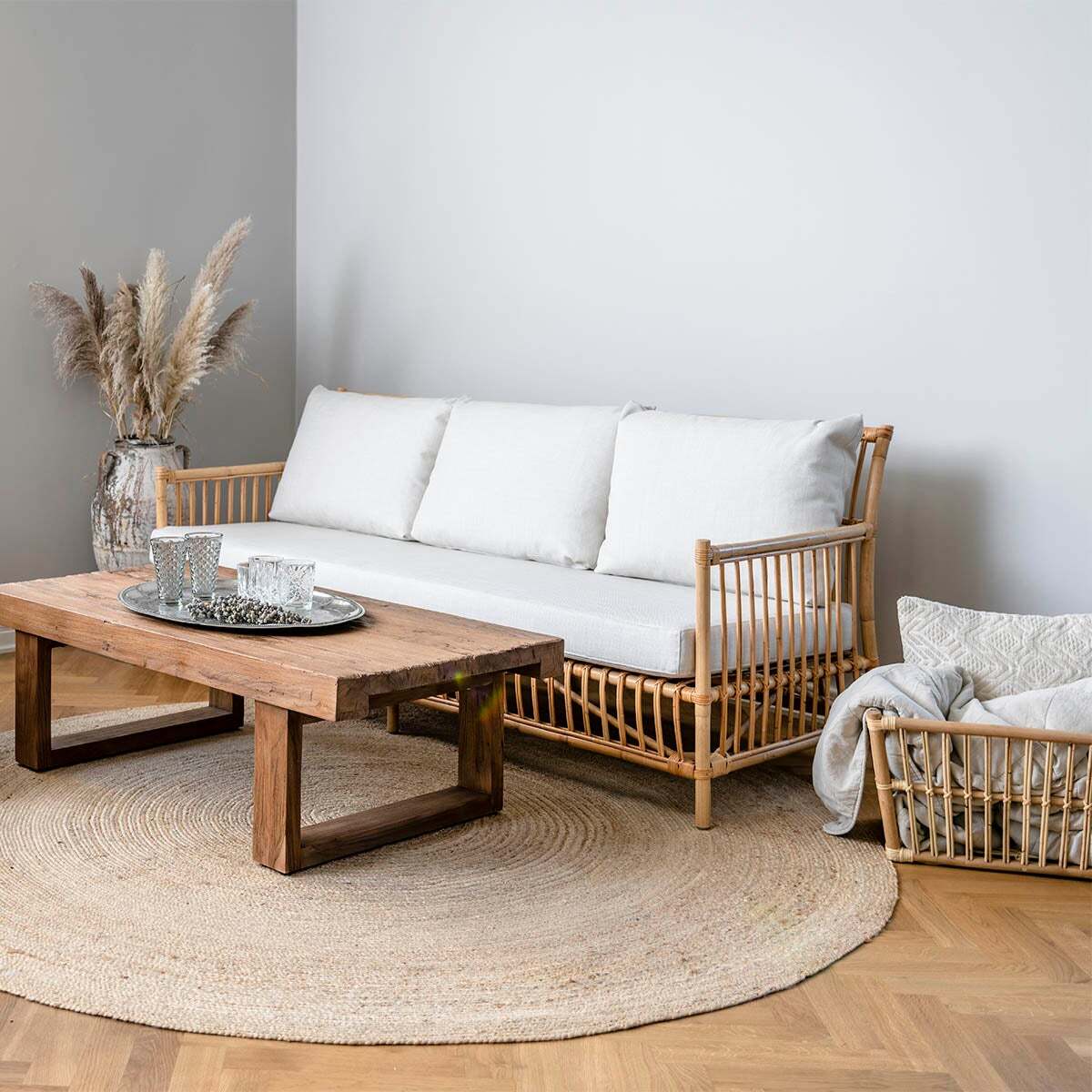 Sika-Design Caroline sofa, natural rattan - white | Finnish Design Shop UK