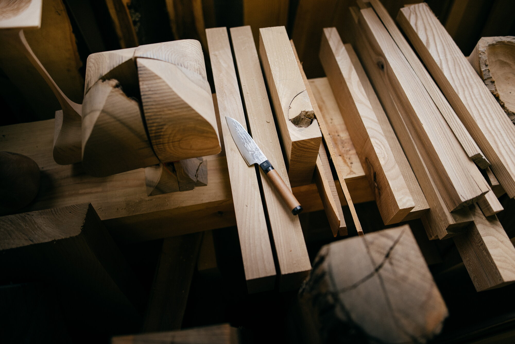 Fiskars LAB Damascus knife 13 cm, brown | Finnish Design Shop