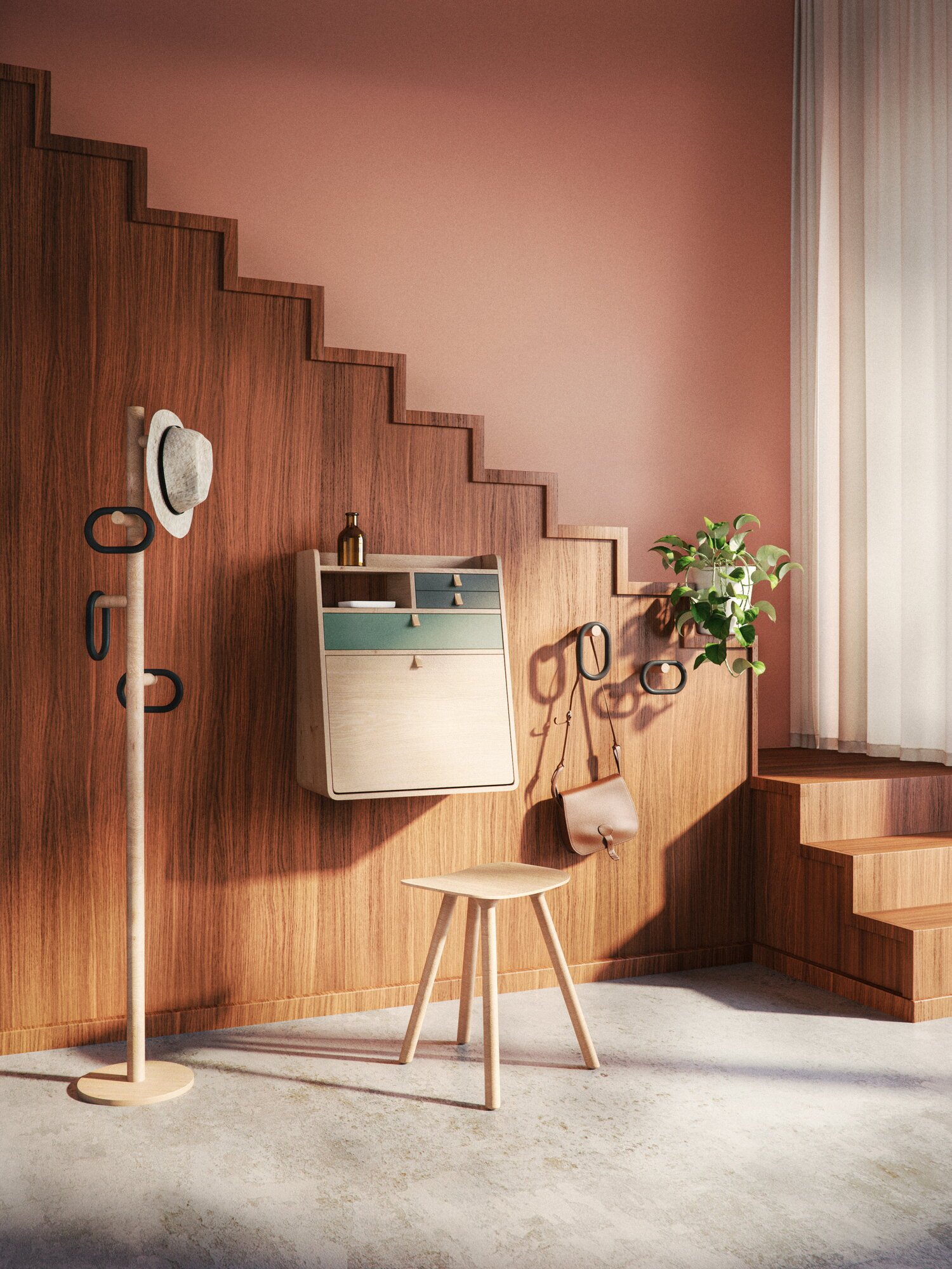 Hartô Gaston wall desk, 60 cm, oak - ash green - sage | Finnish Design Shop