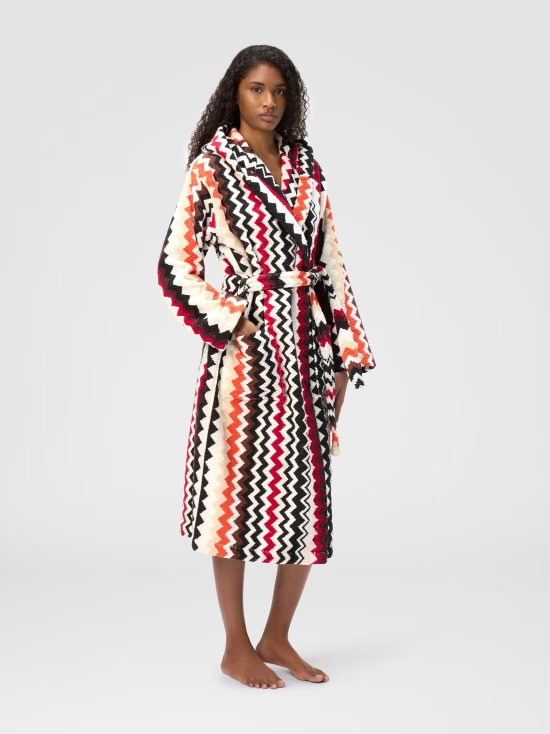 Missoni Home Best zig zag cotton terry hooded bathrobe, 156 red ...