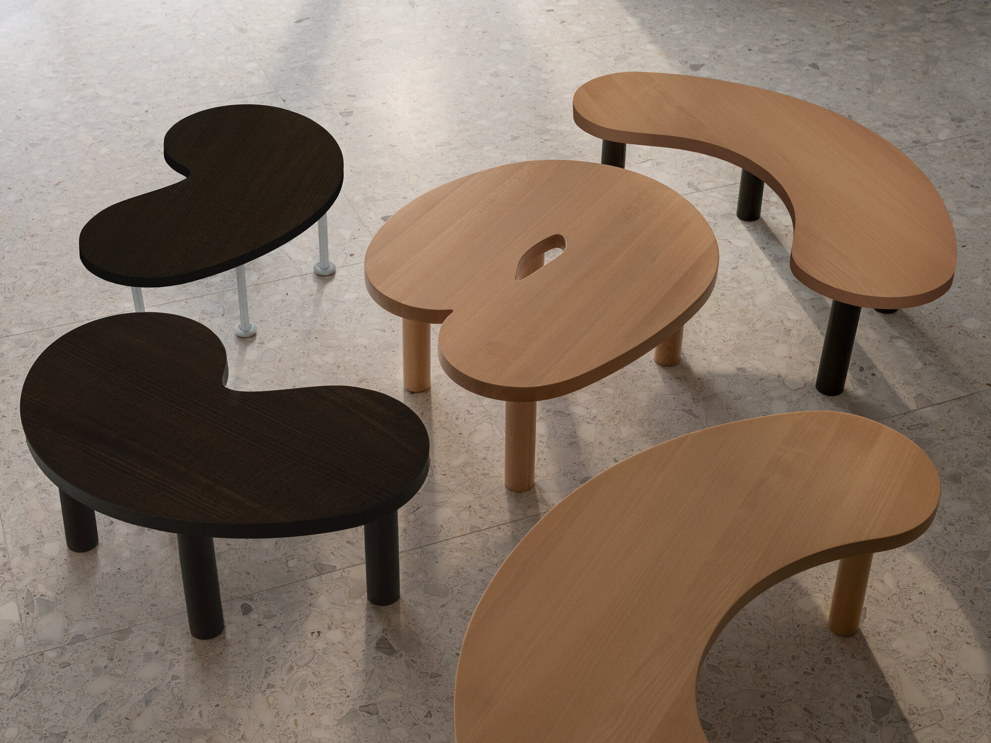 Hem Worm coffee table, large, beech - brown | Finnish Design Shop