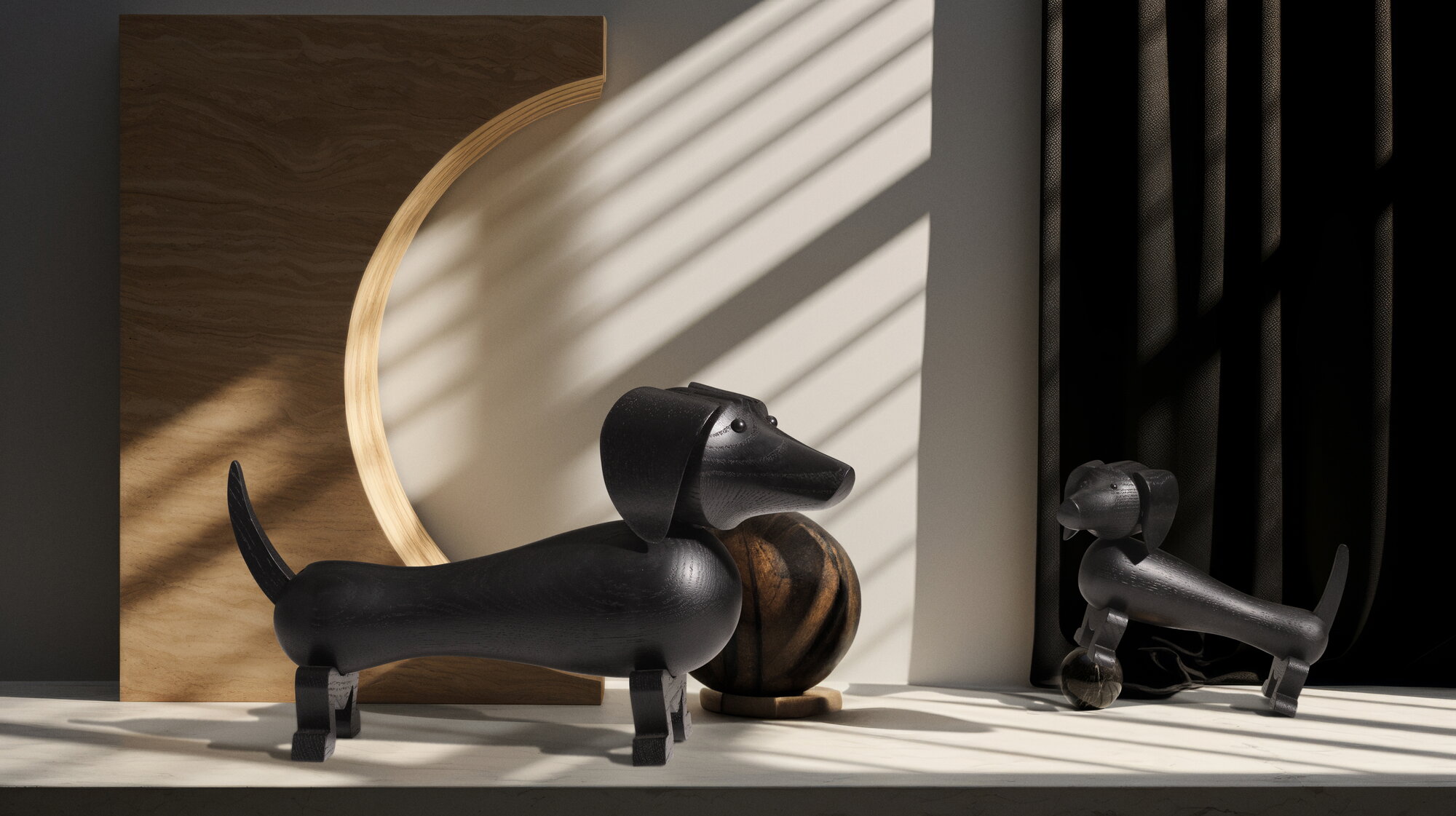 Kay Bojesen Denmark Wooden dog, small, dark stained oak | Finnish ...