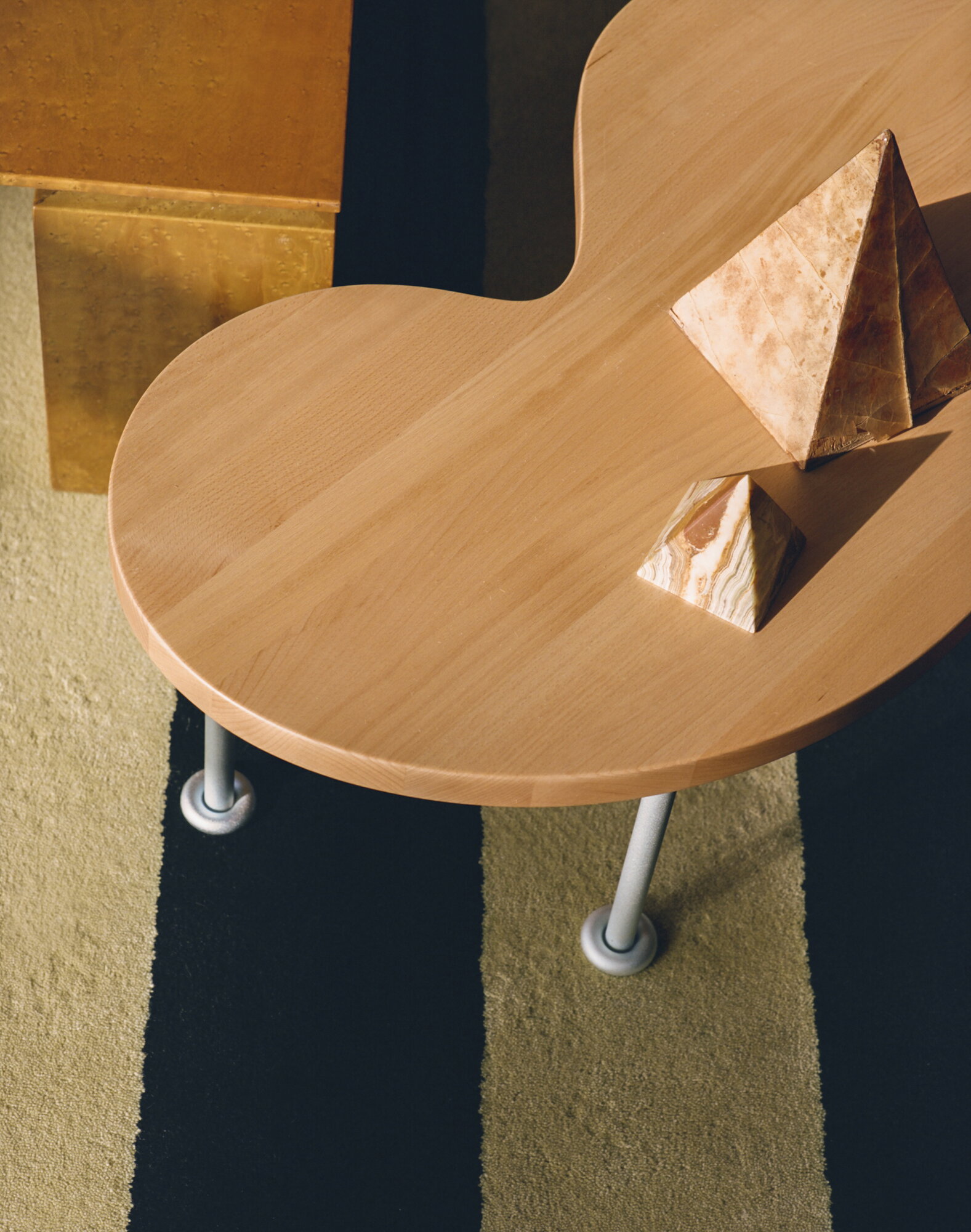 Hem Worm coffee table, large, beech - steel | Finnish Design Shop