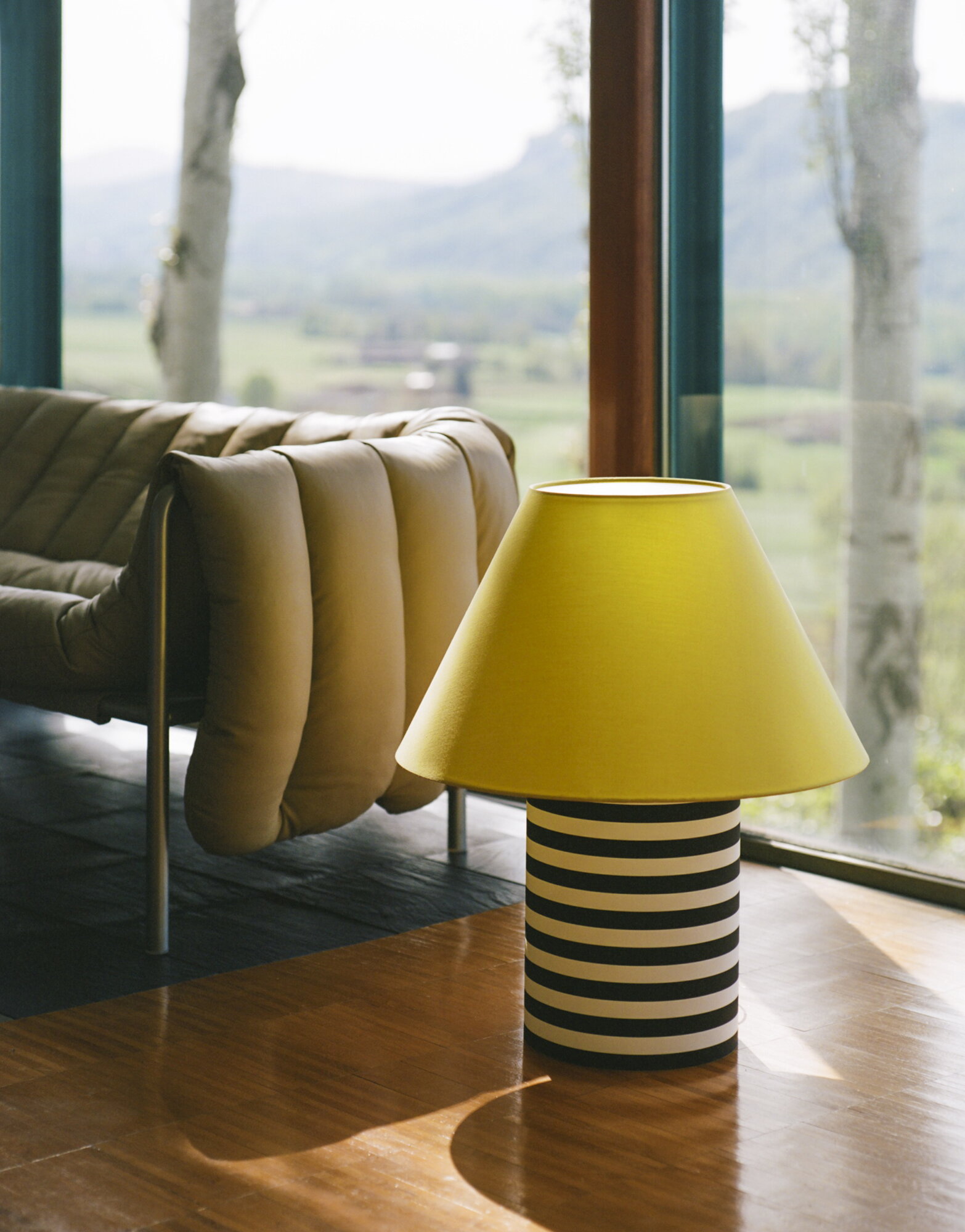 Hem Toto table lamp, large, wax yellow - black and white stripe ...
