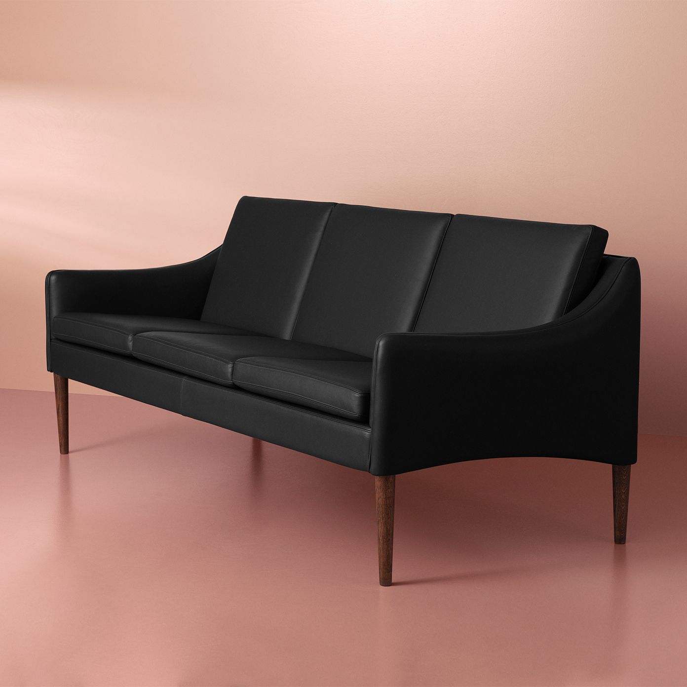 Warm Nordic Mr Olsen sofa, 3-seater, walnut - black leather | Finnish ...