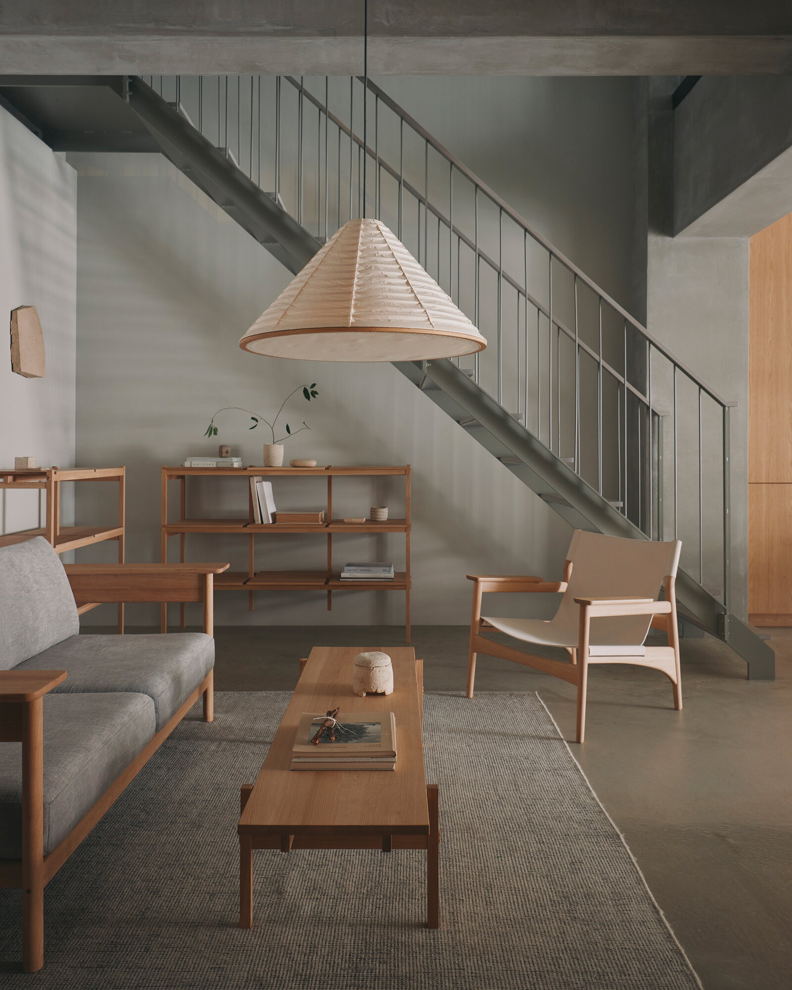 Karimoku Case N-LC02 lounge chair, lacquered oak - natural canvas ...