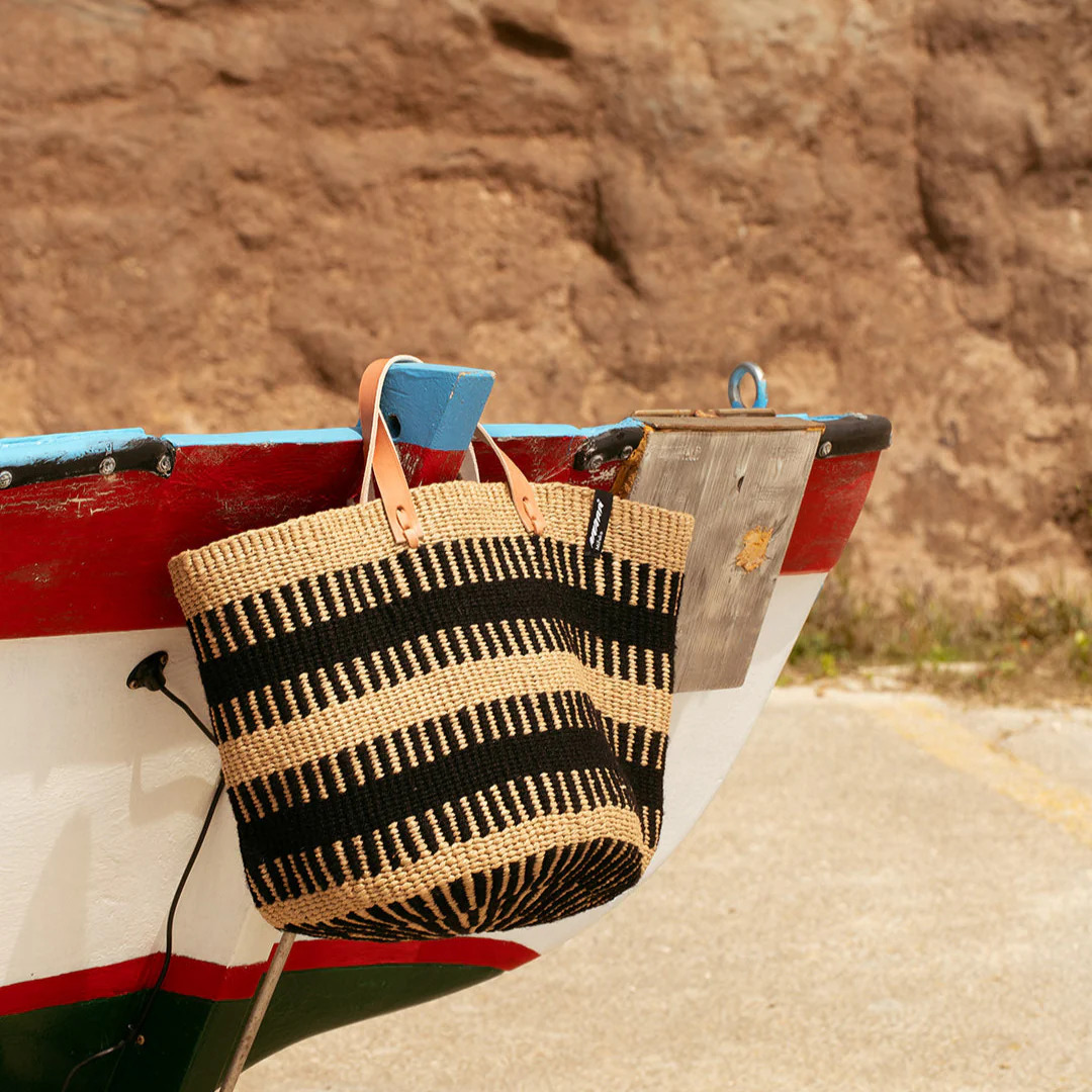 Mifuko Pamba market basket, M, black - brown | Finnish Design Shop