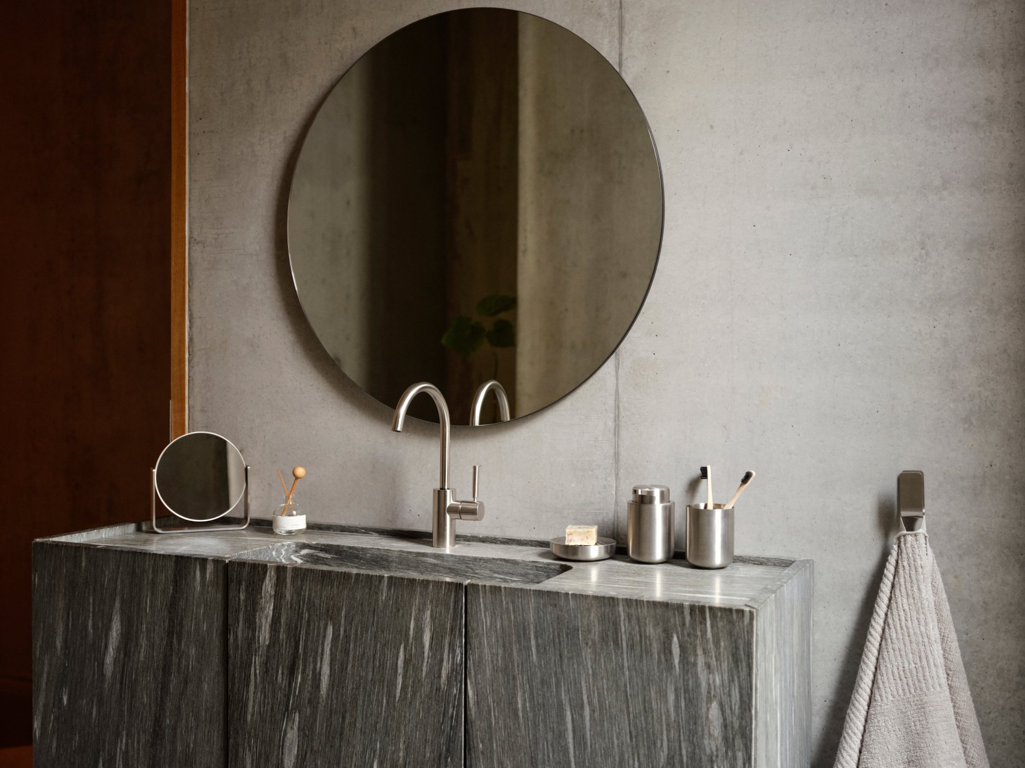 Zone Denmark Ume table mirror with magnification, steel | Finnish ...