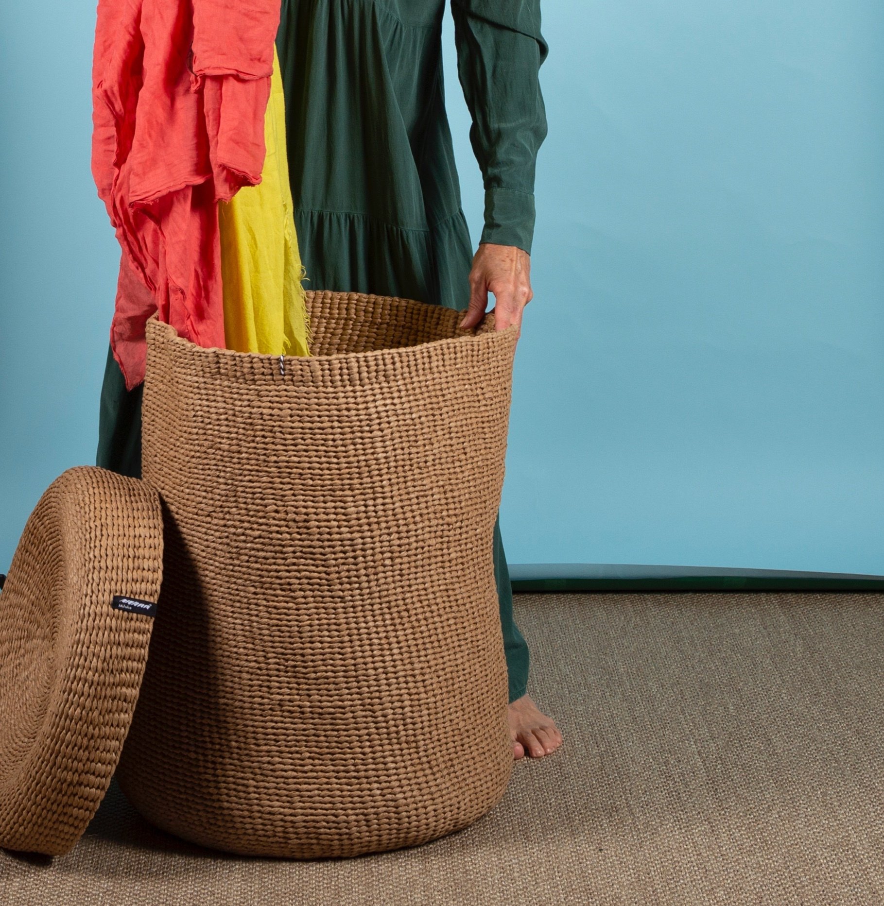 Mifuko Kiondo basket with lid, XL, brown | Finnish Design Shop