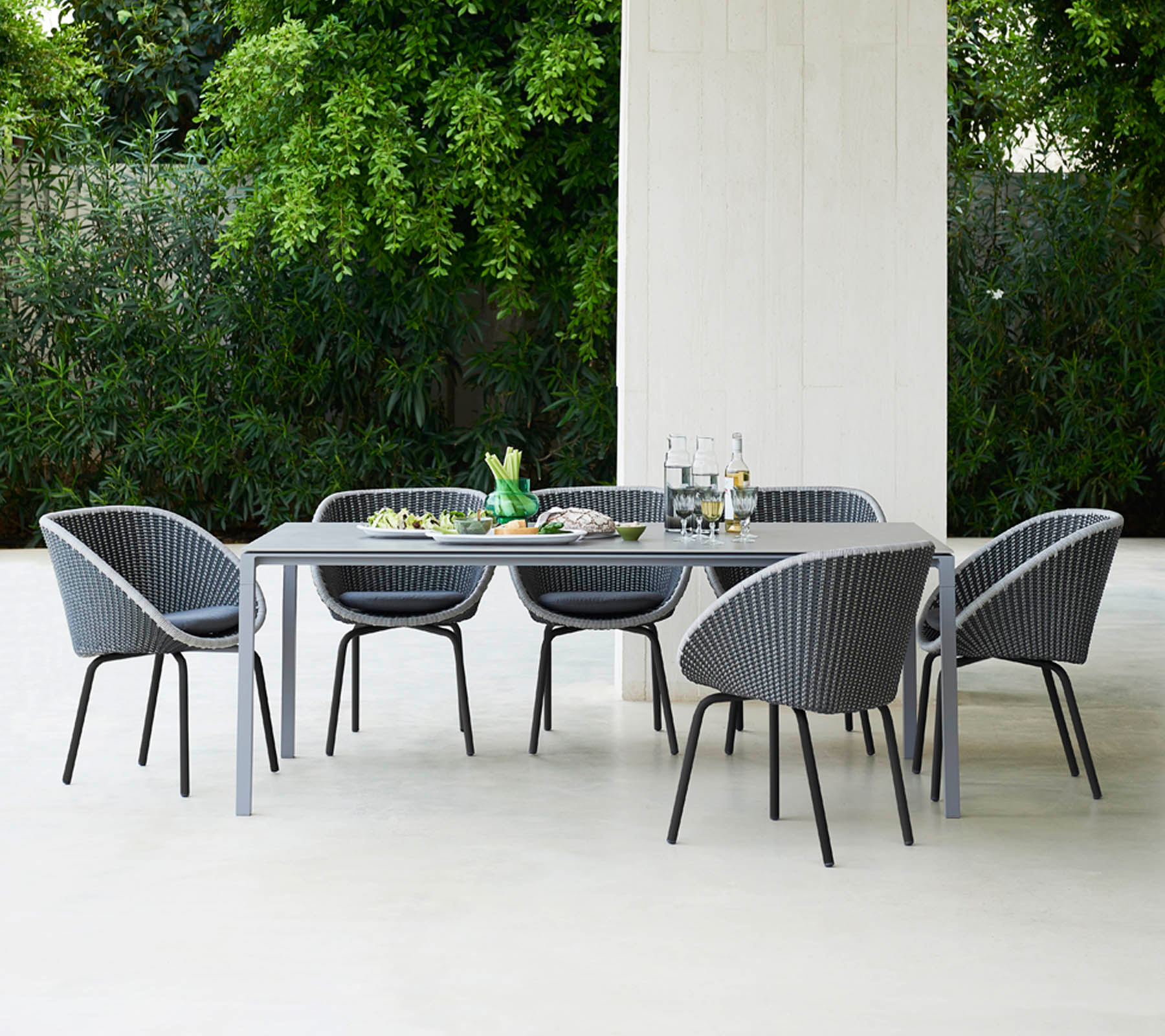 Cane-line Pure dining table, 200x100cm, light grey - concrete grey ...