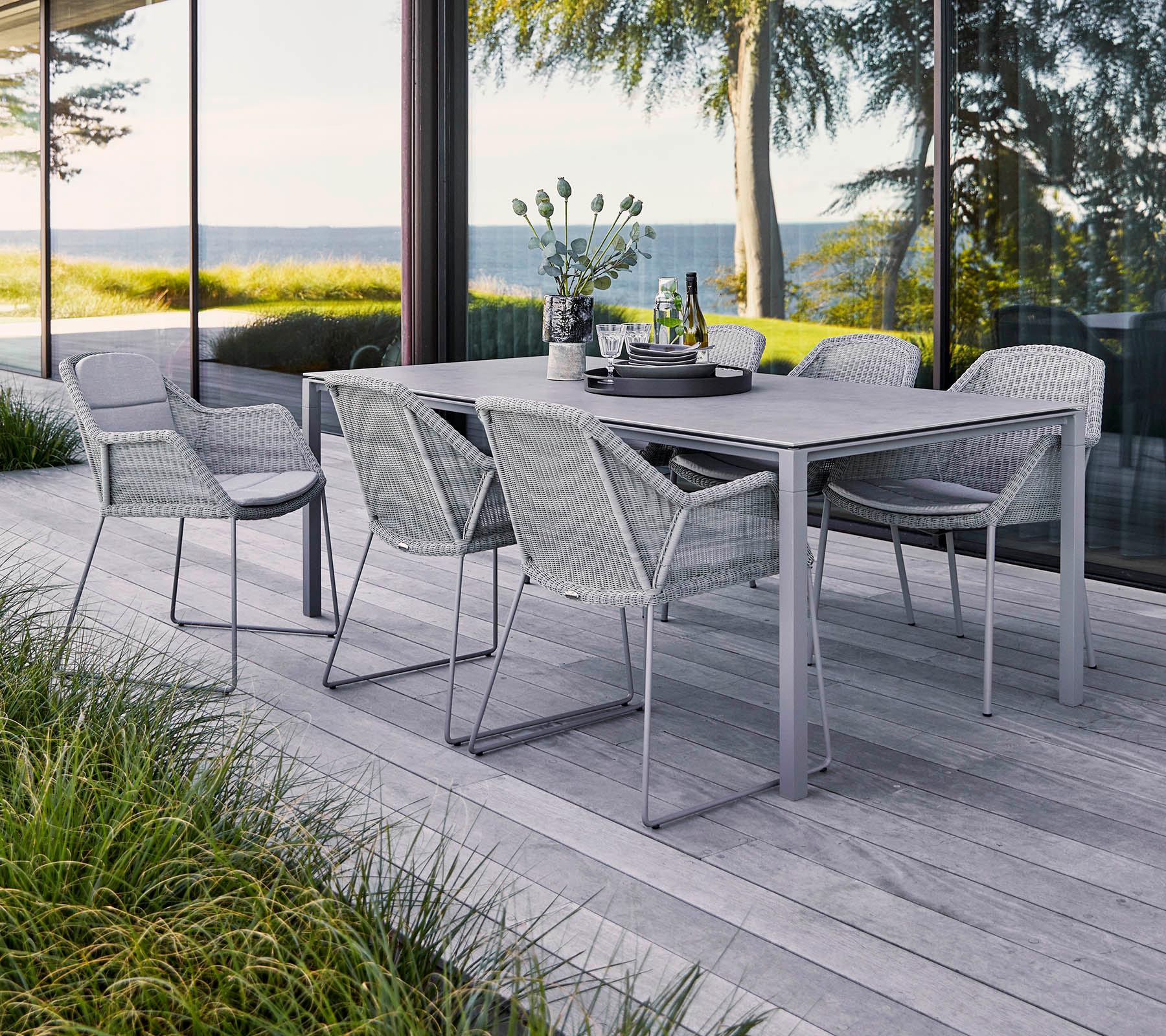Cane-line Pure dining table, 200x100cm, light grey - concrete grey ...