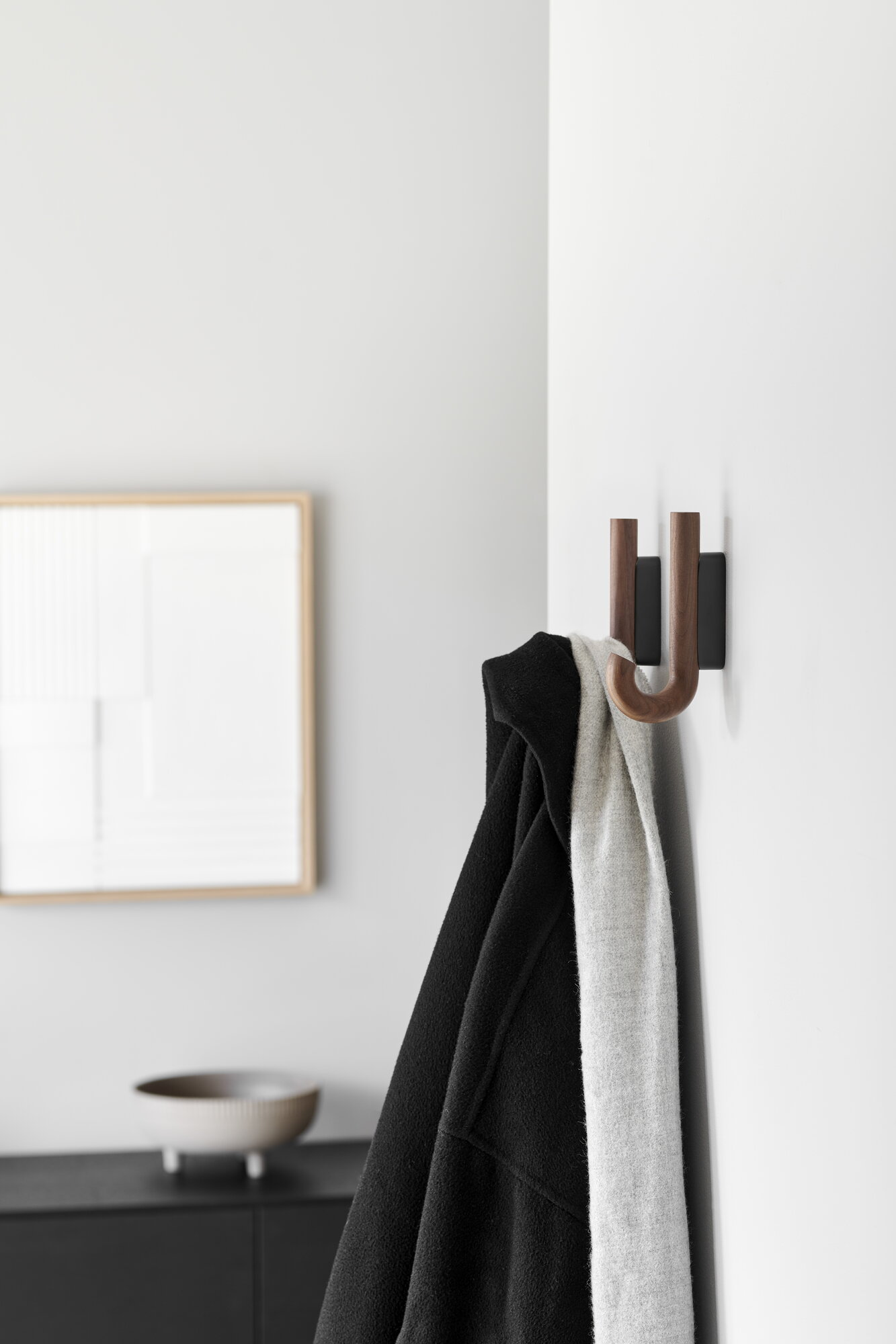 Gejst Hook hanger, mini, walnut - black | Finnish Design Shop