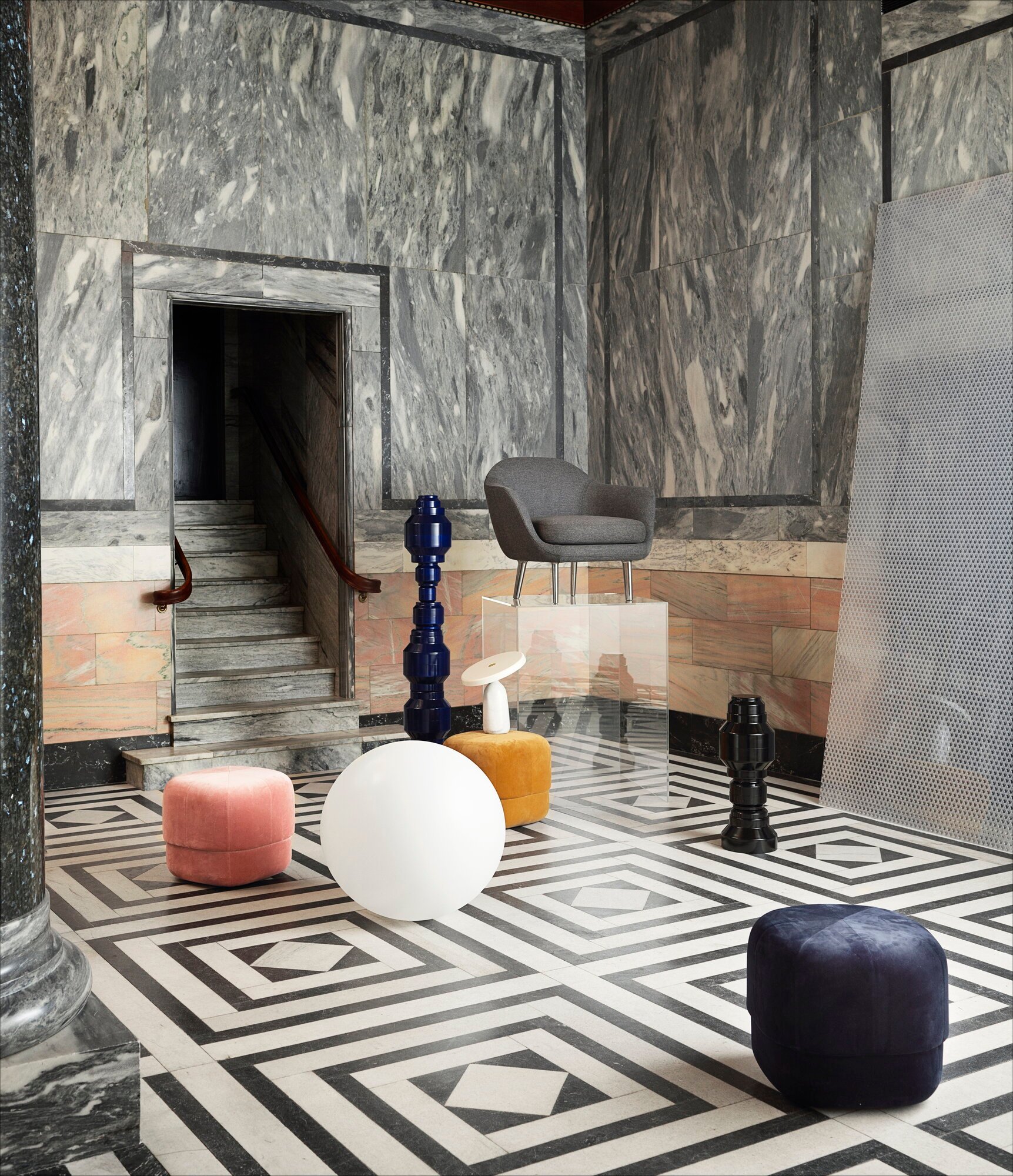 Normann Copenhagen Circus pouf, small, blush velour | Finnish Design Shop