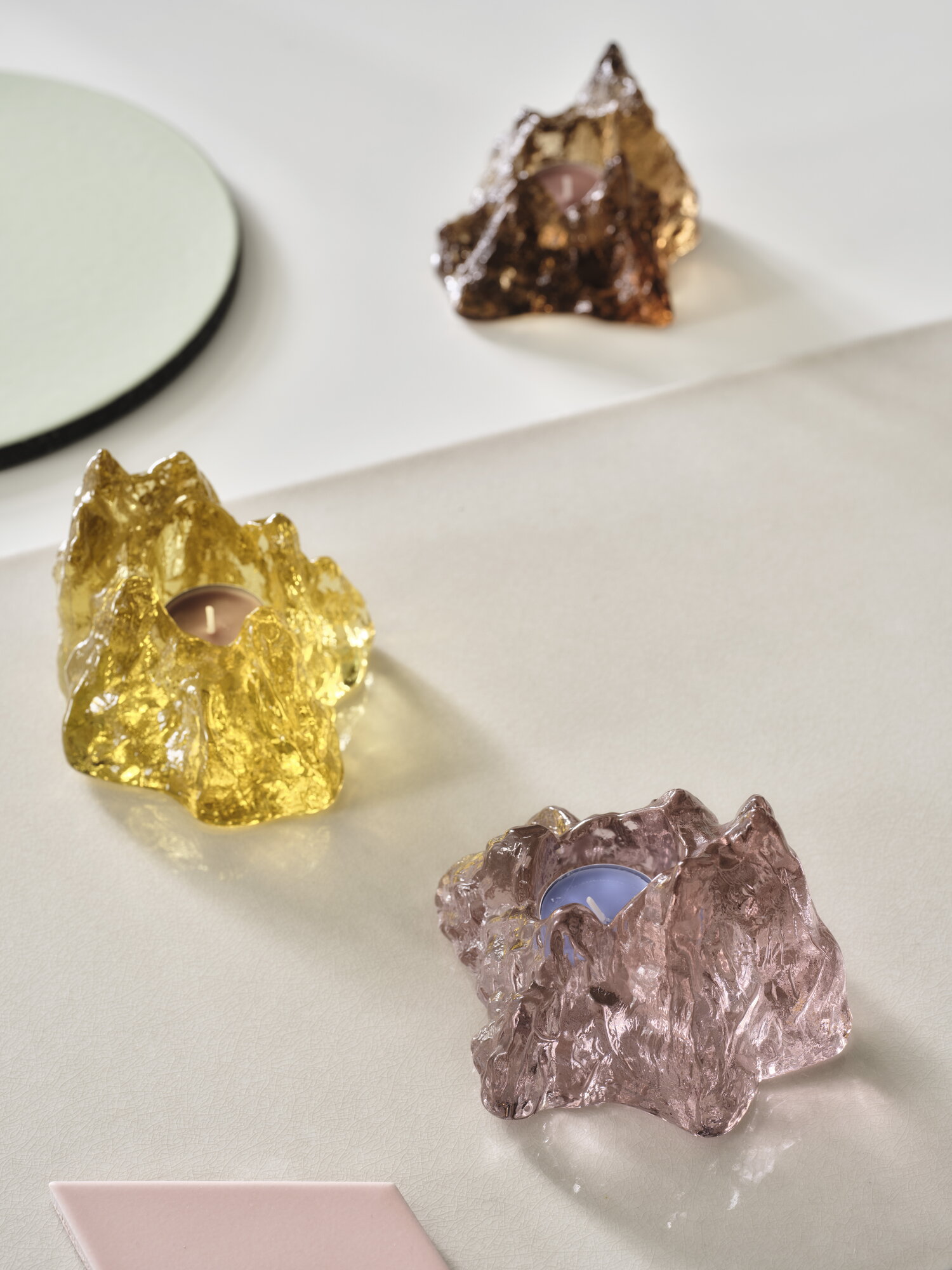 Kosta Boda The Rock votive, 91 mm, pink | Finnish Design Shop