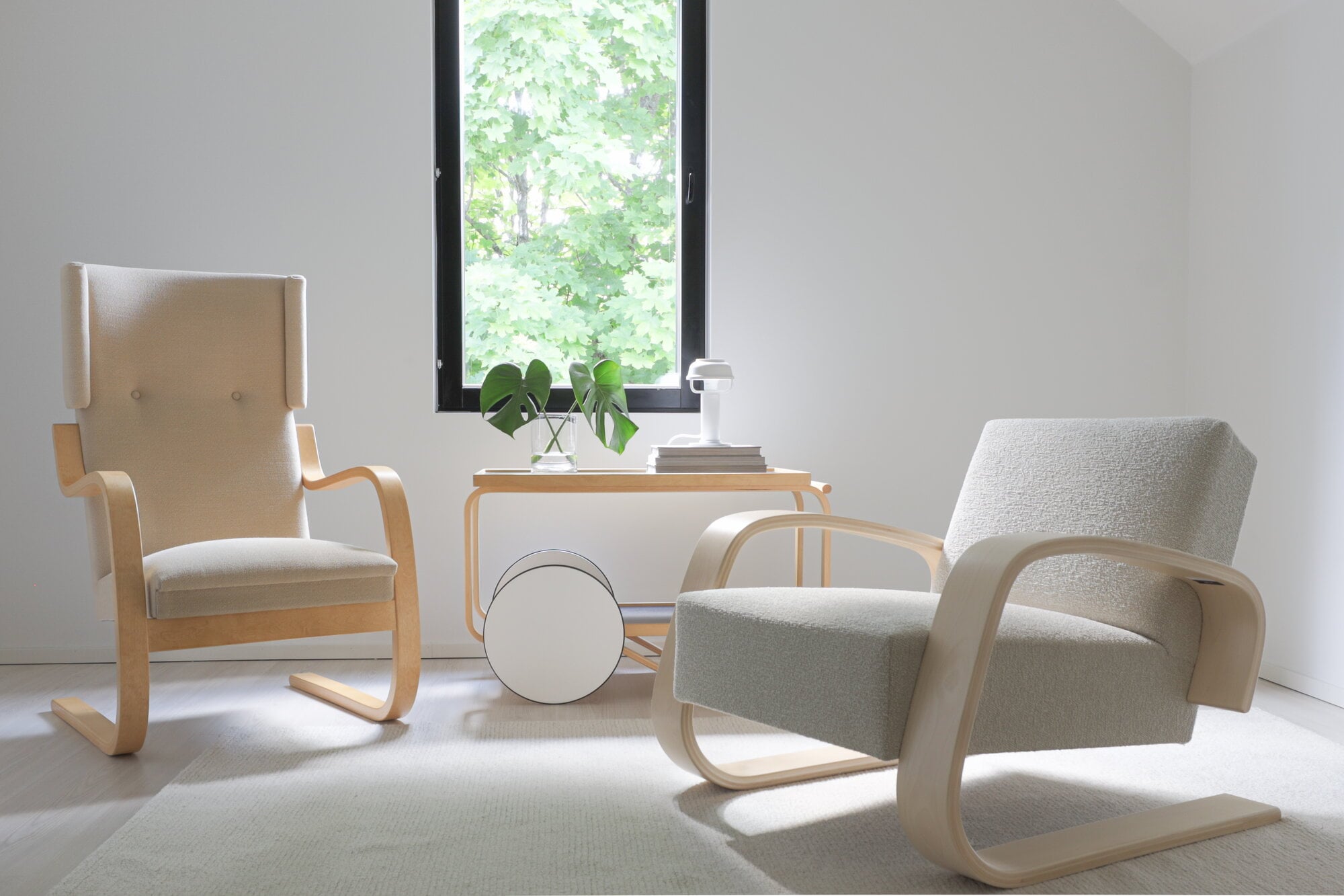 Artek Poltrona Aalto 400 Tank, betulla - Nubia 02 crema/perla | Finnish Design Shop