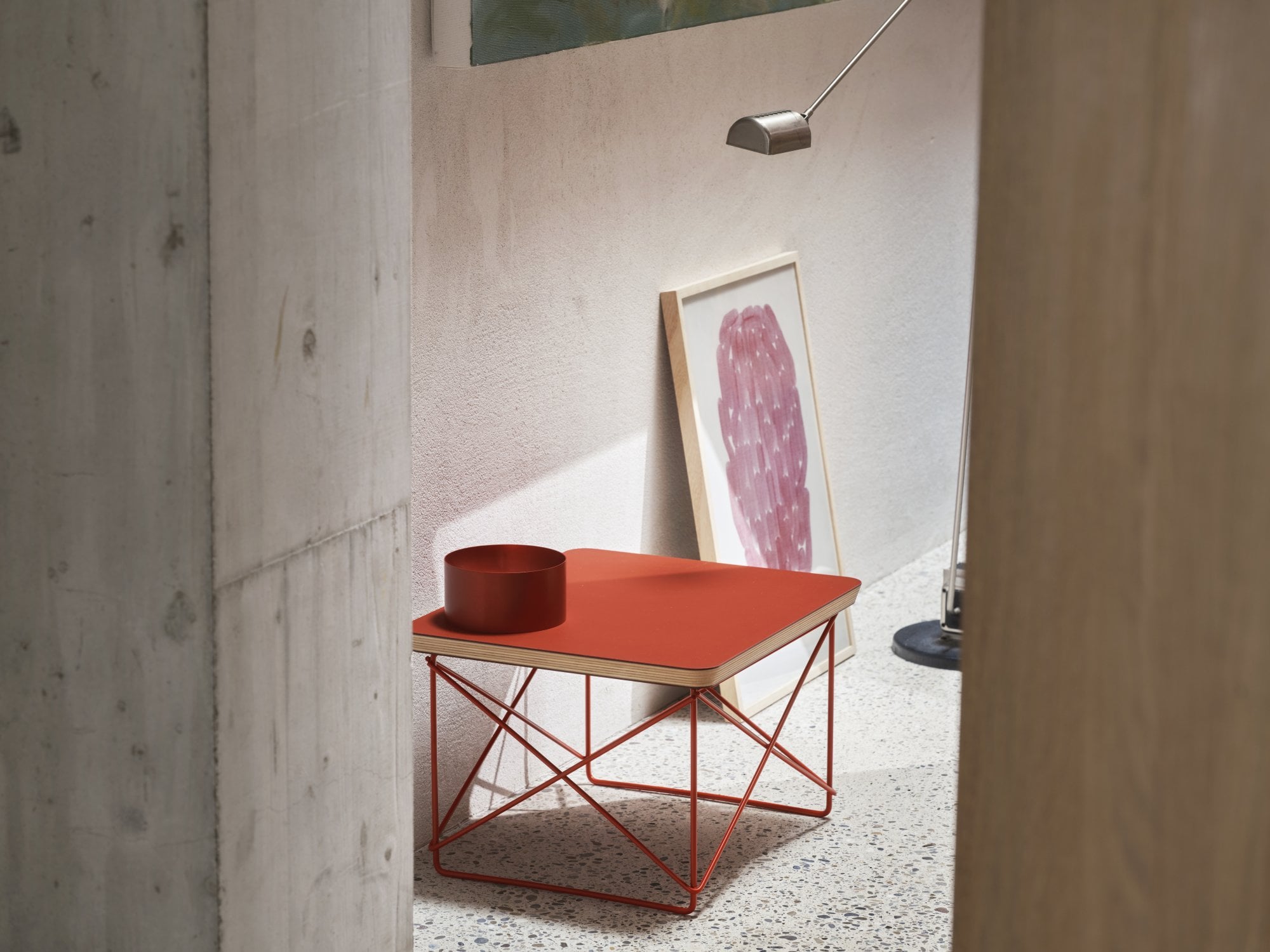Vitra Tavolino Eames LTR, linoleum mattone scuro - rosso classico Eames ...