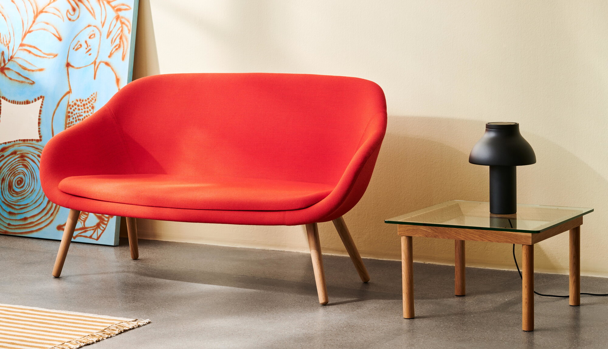HAY Kofi table 60 x 60 cm, lacquered oak - clear glass | Finnish Design ...