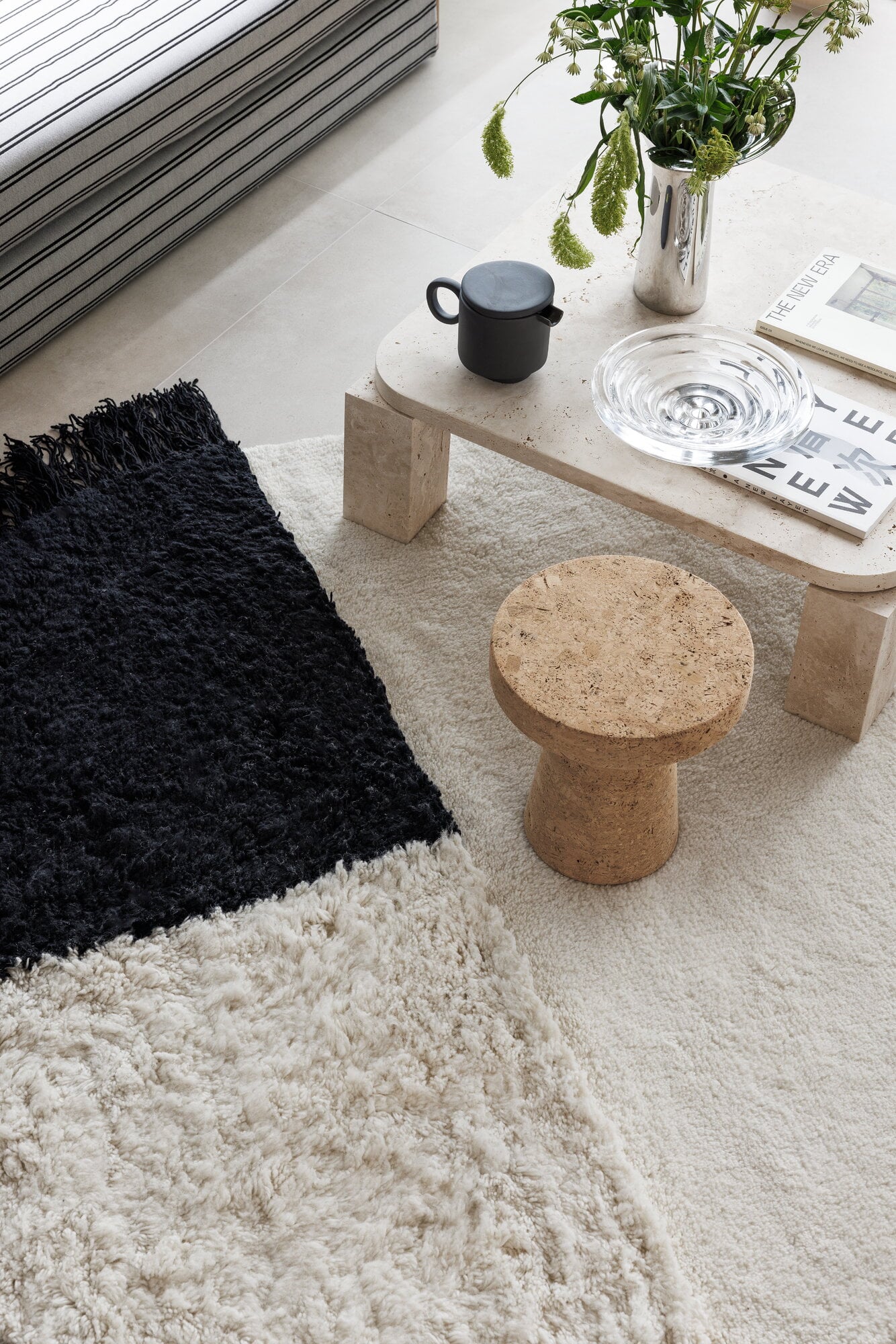 Woven Works Arc rug, black and white | Finnish Design Shop