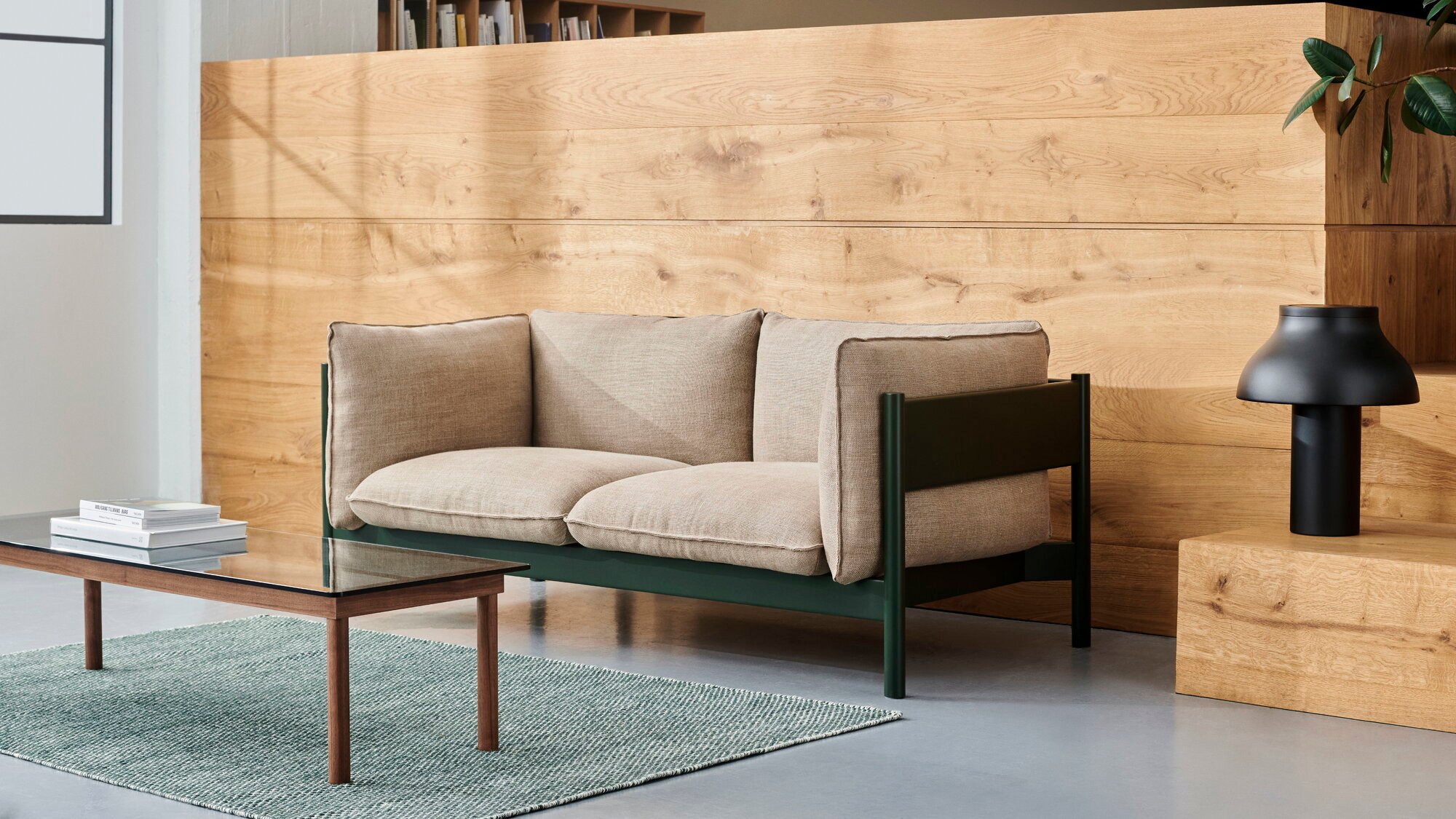 HAY Kofi table 140 x 50 cm, lacquered walnut - clear glass | Finnish Design Shop