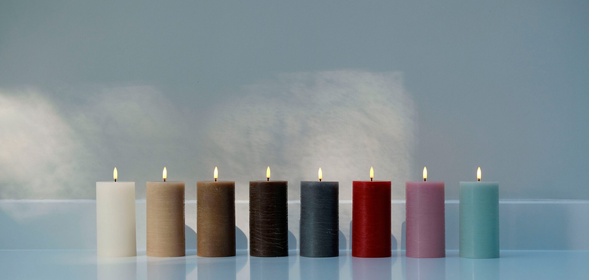 Uyuni Lighting LED pillar candle, 7,8 x 15 cm, rustic texture, vanilla ...