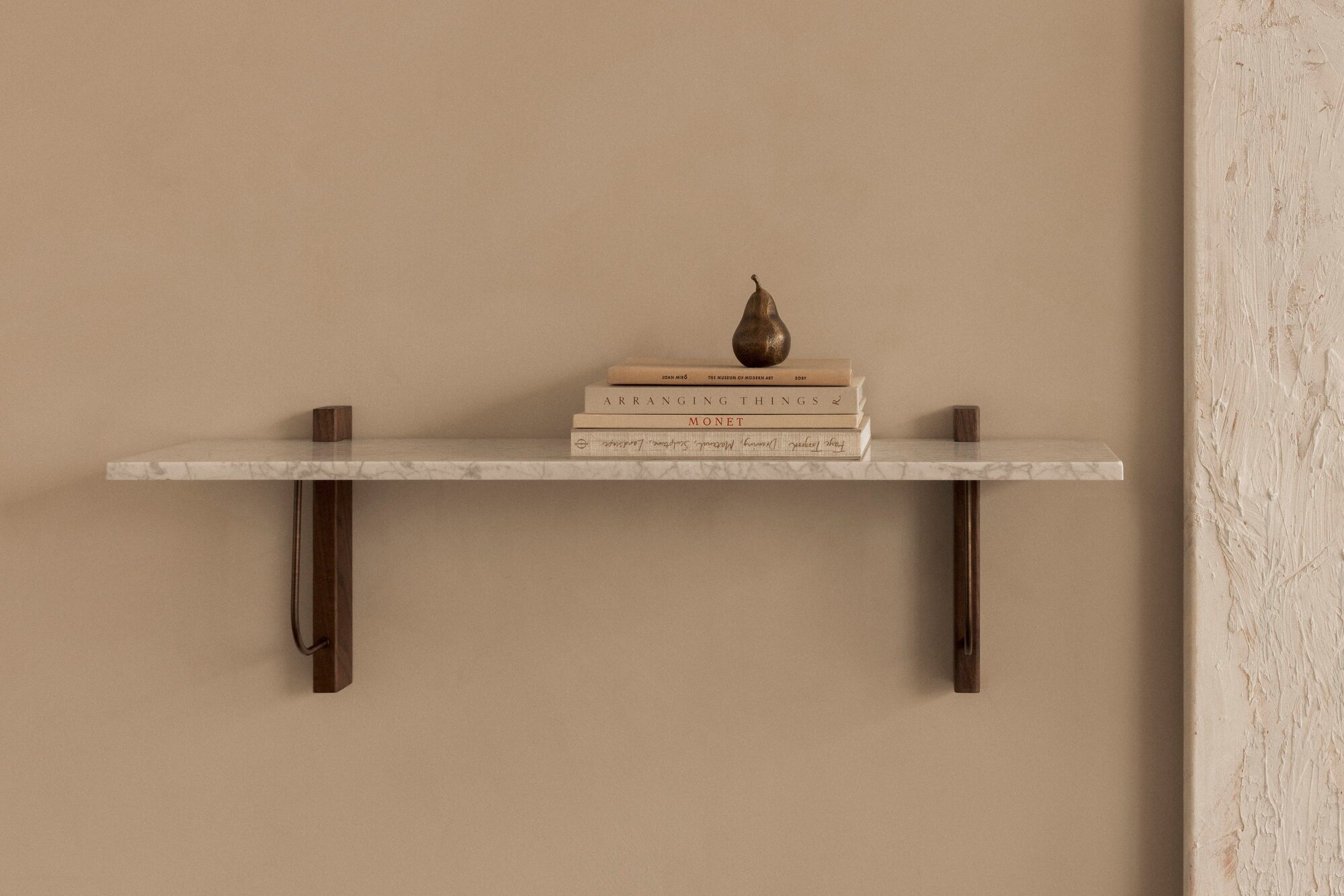 Audo Copenhagen Corbel shelf, large, dark stained oak - Carrara marble ...