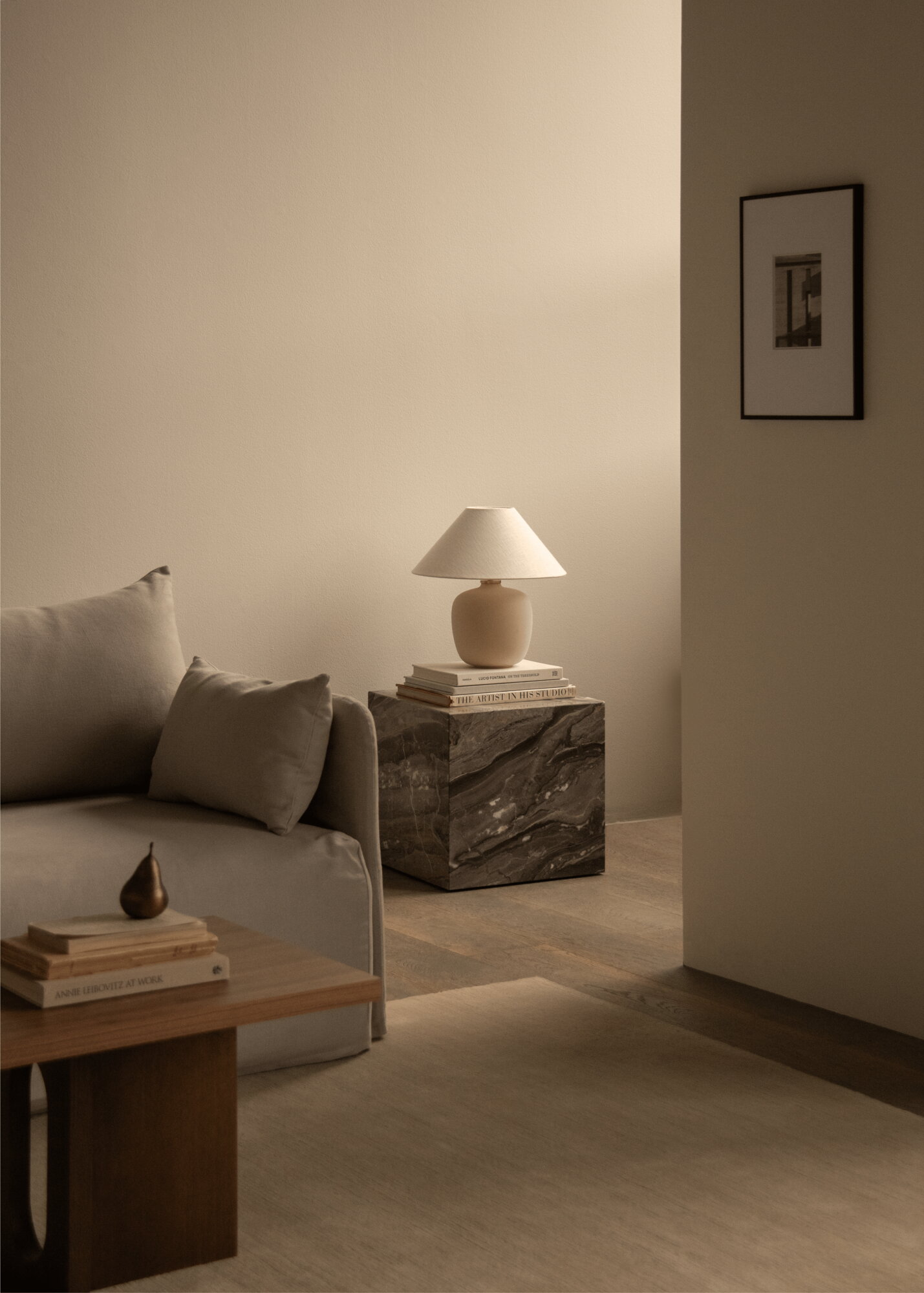 Audo Copenhagen Plinth table, cube, Grey Galaxy marble | Finnish Design ...