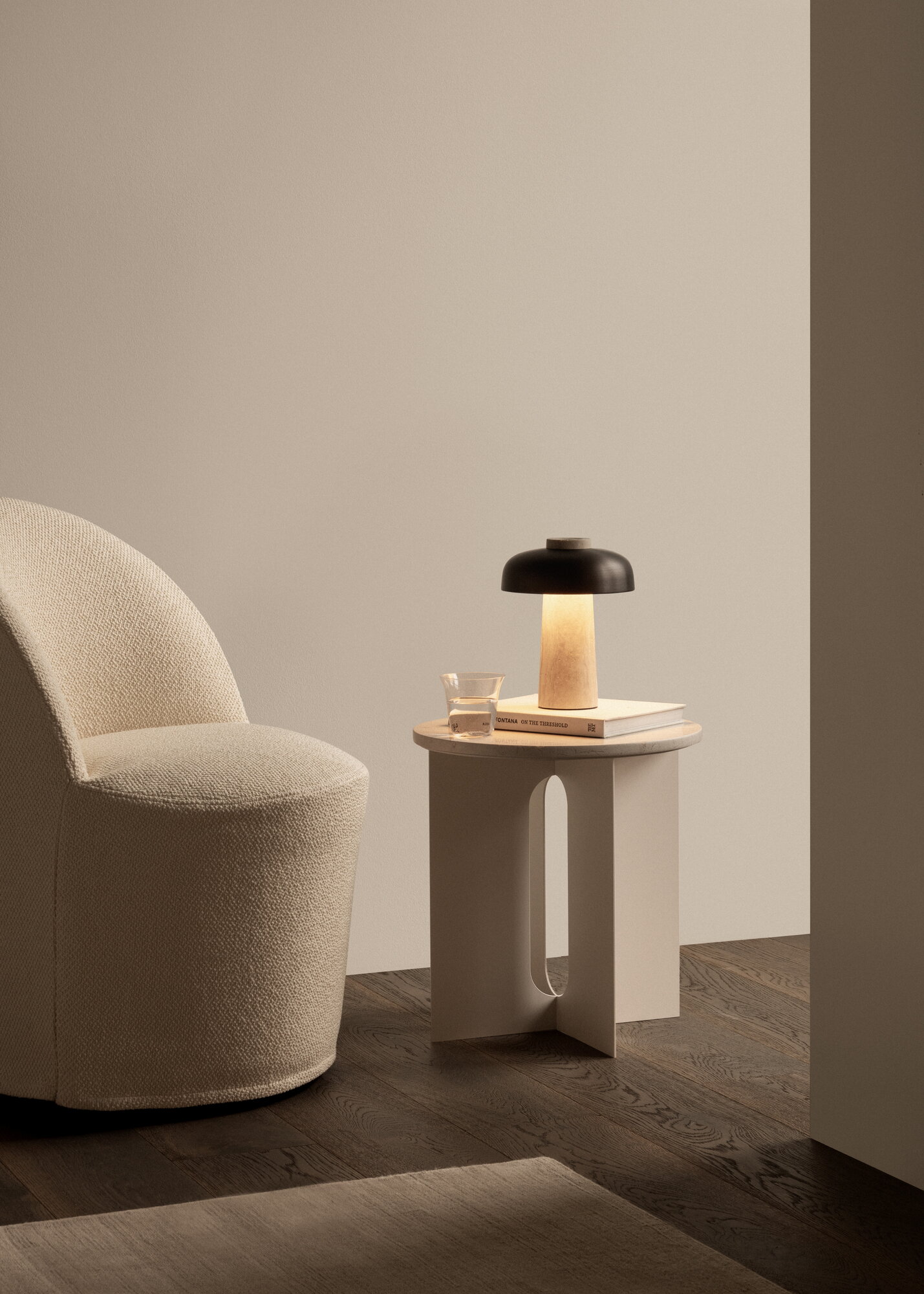 Audo Copenhagen Reverse portable table lamp, sand travertine - bronzed ...