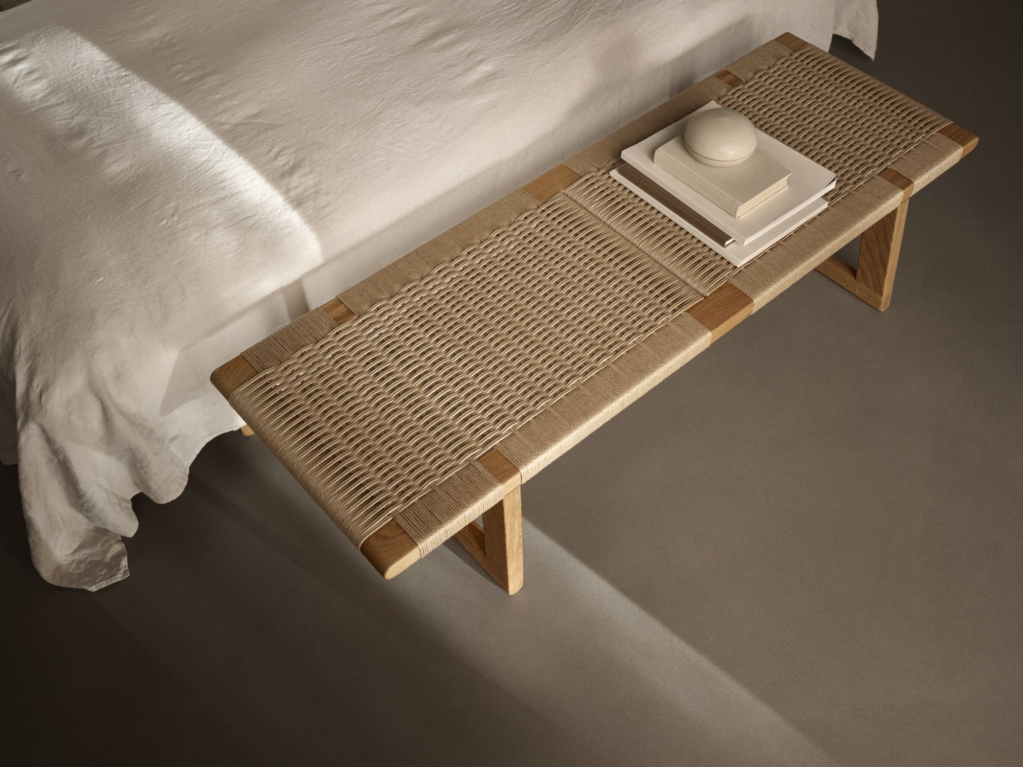 Carl Hansen & Søn BM0489L table bench, long, oiled oak - paper cord ...
