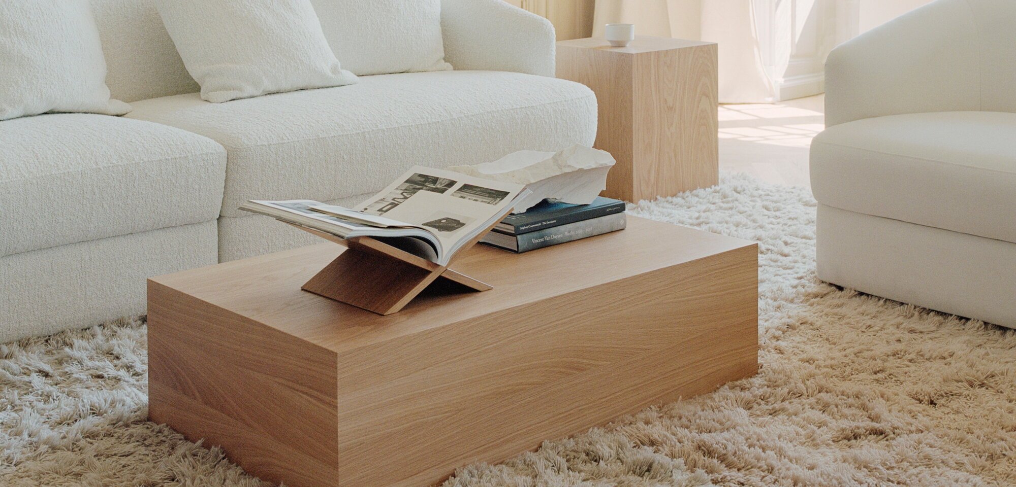 New Works Mass High coffee table with drawer, oak | Finnish Design Shop
