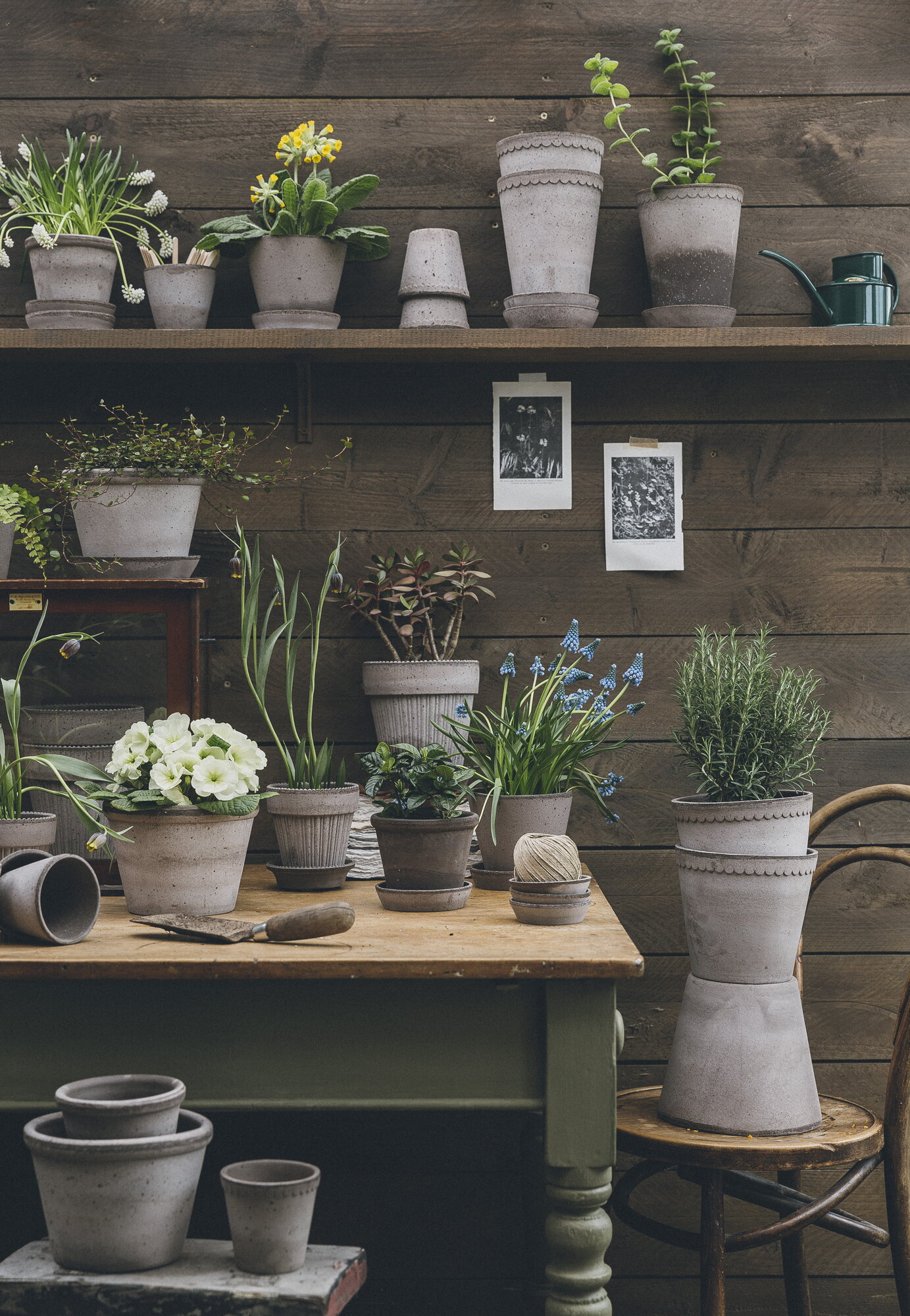 Bergs Potter Simona blomkruka med fat, rågrå | Finnish Design Shop