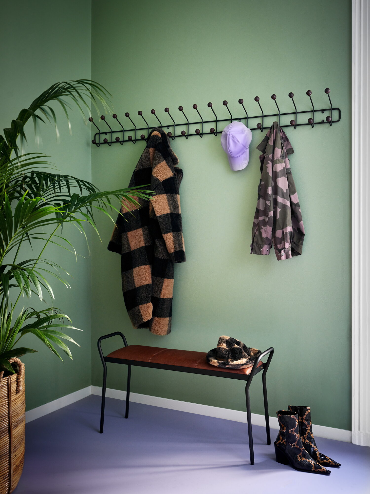 Maze Bill horizontal coat rack, XL, black - walnut stained ash ...