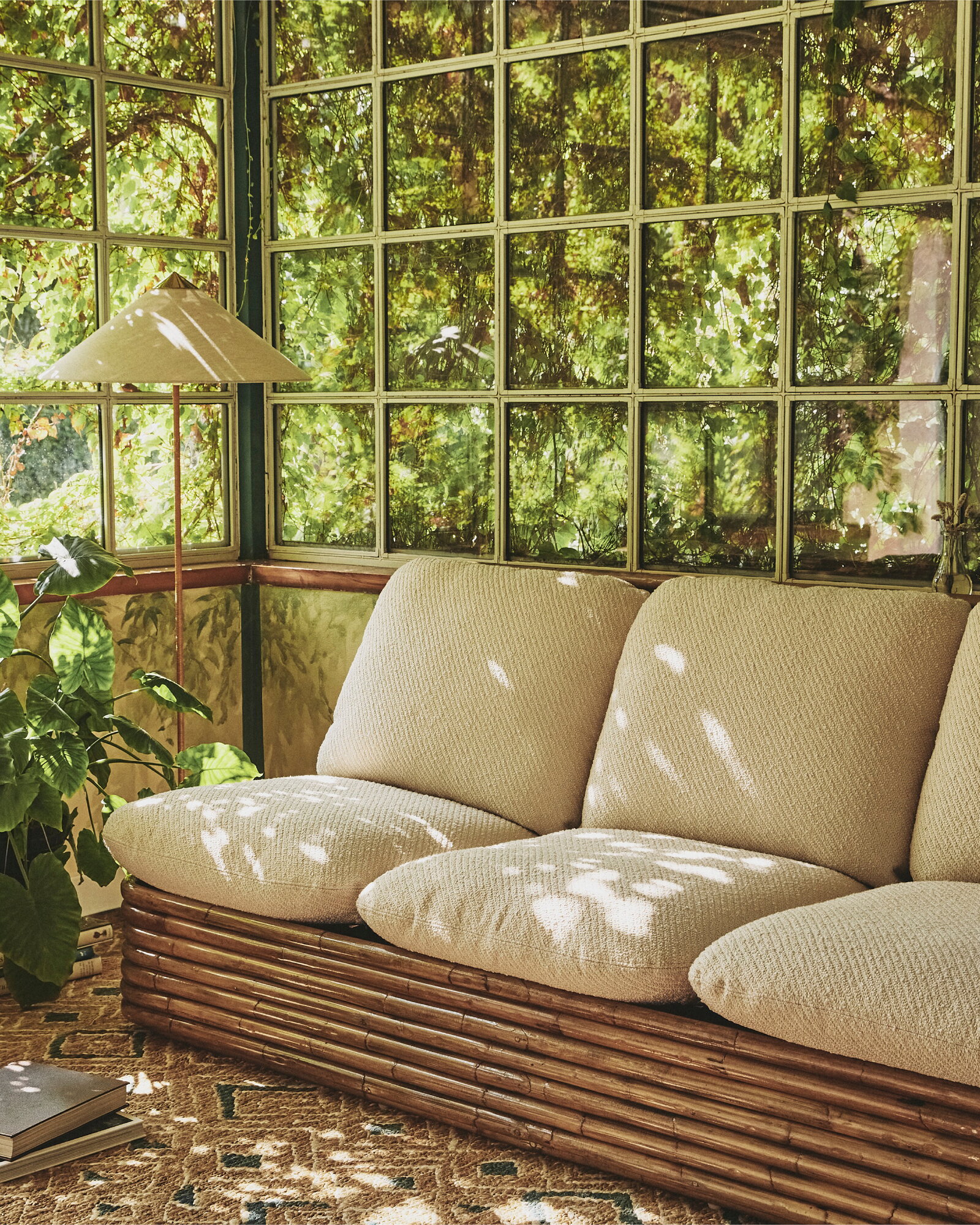 GUBI Bohemian 72 sofa, rattan - Diagonal Boucle 007 | Finnish Design Shop