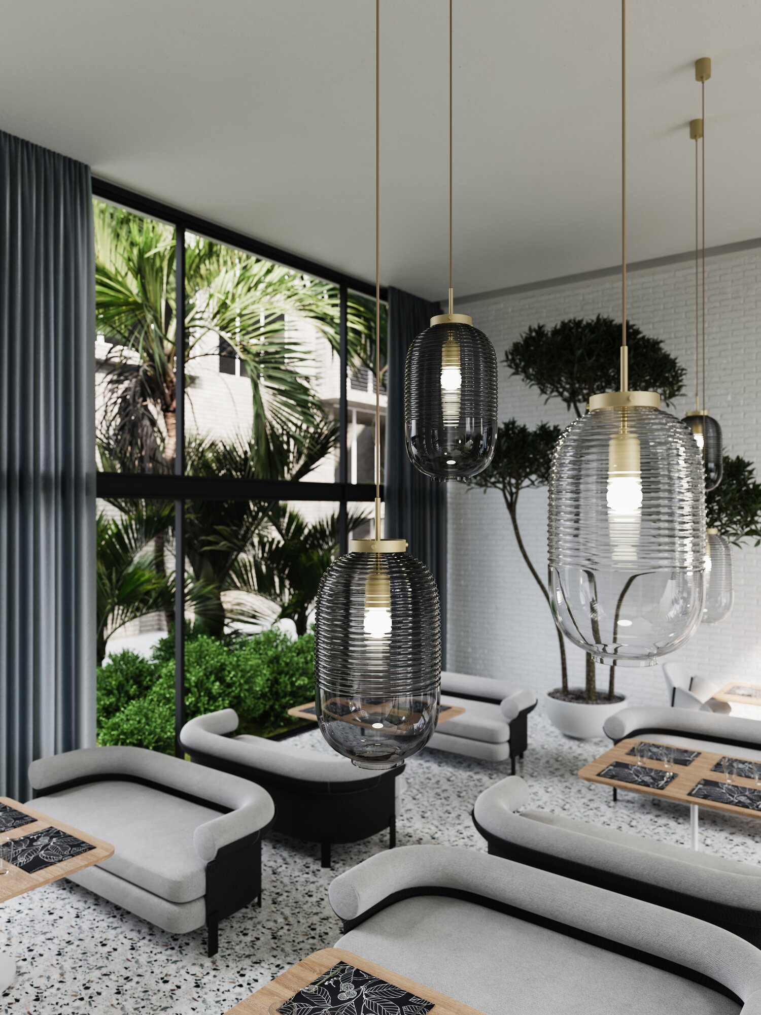 Bomma Lantern pendant, clear - patina gold | Finnish Design Shop