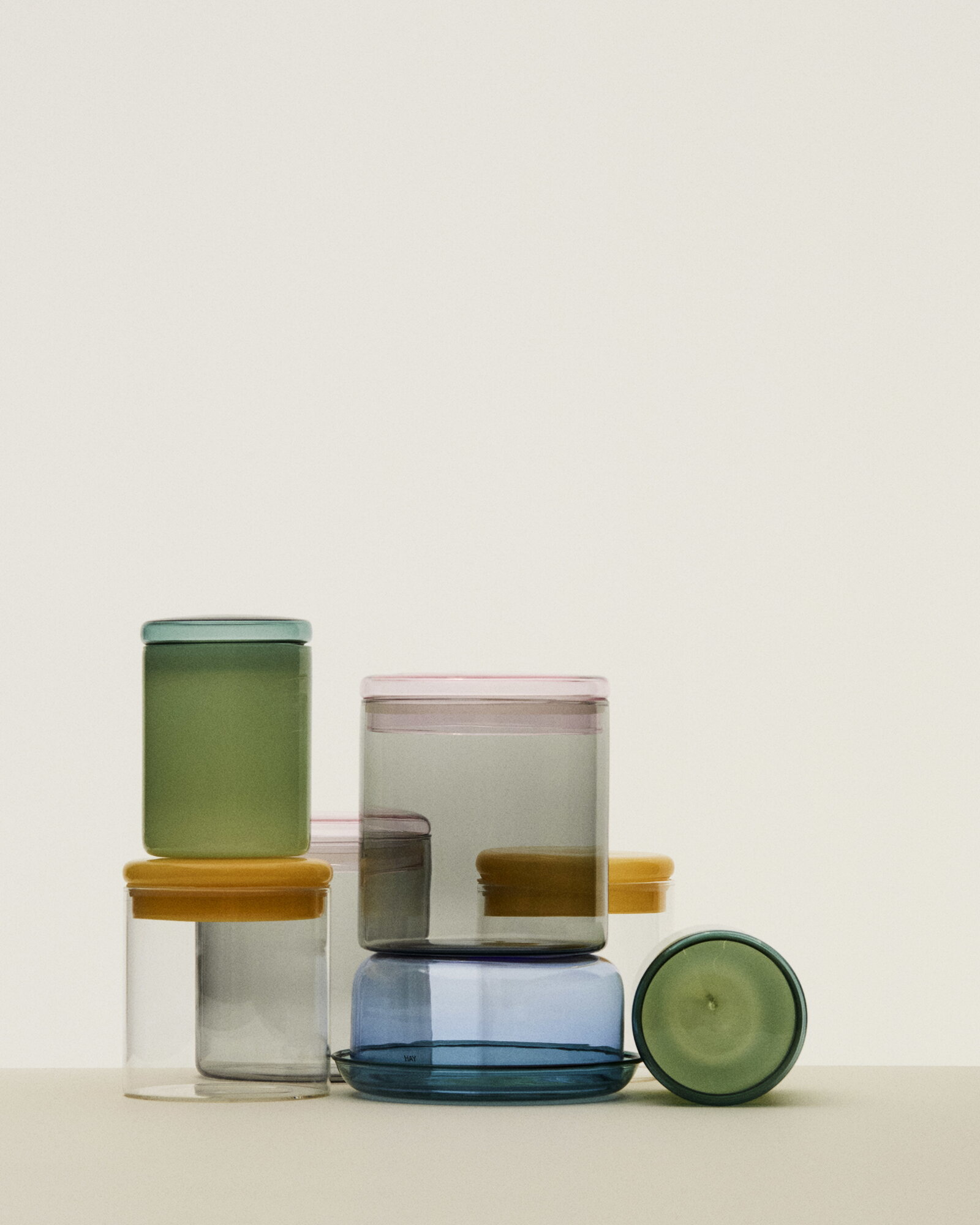 HAY Glass jar, L, grey - pink | Finnish Design Shop