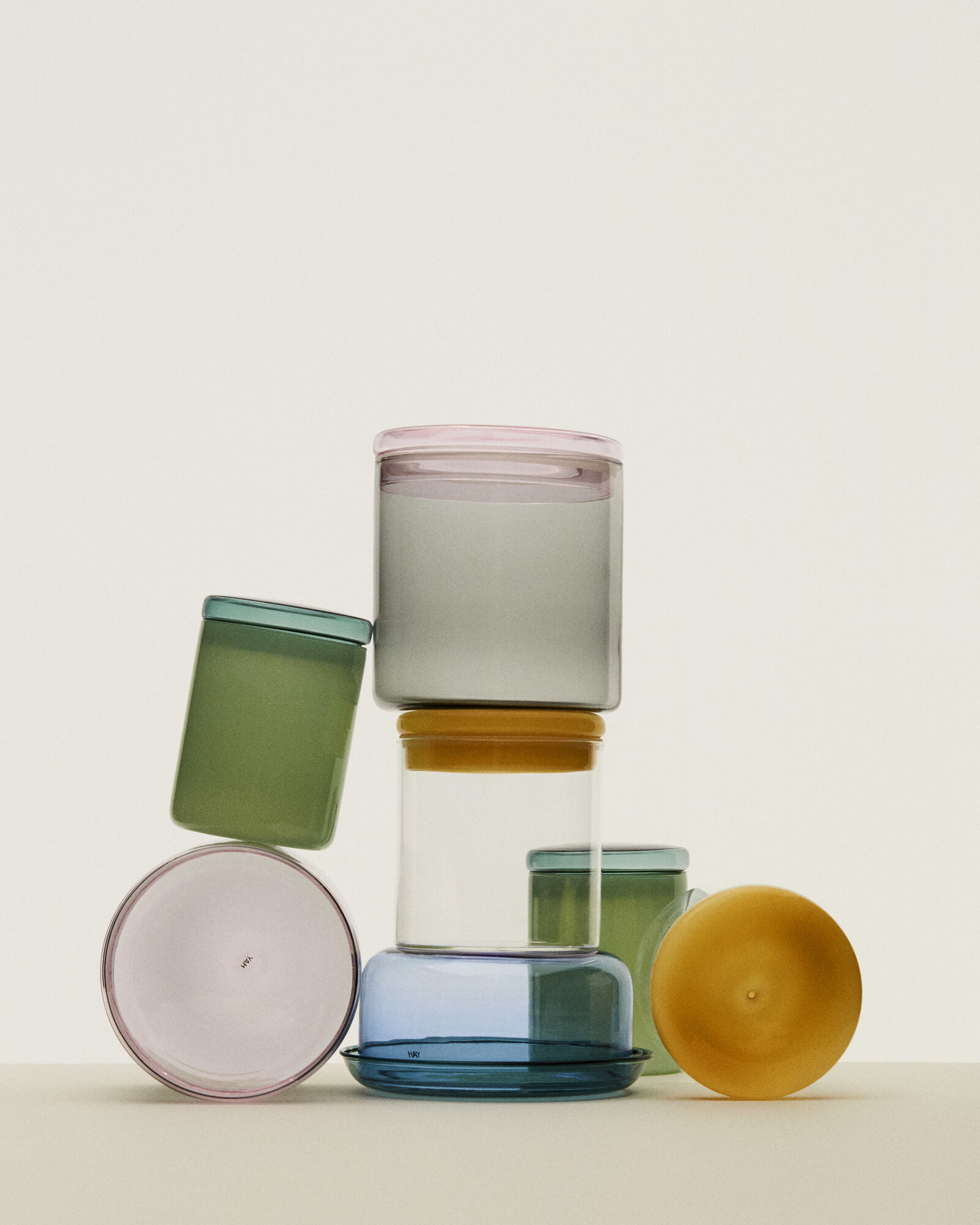 HAY Glass jar, L, grey - pink | Finnish Design Shop