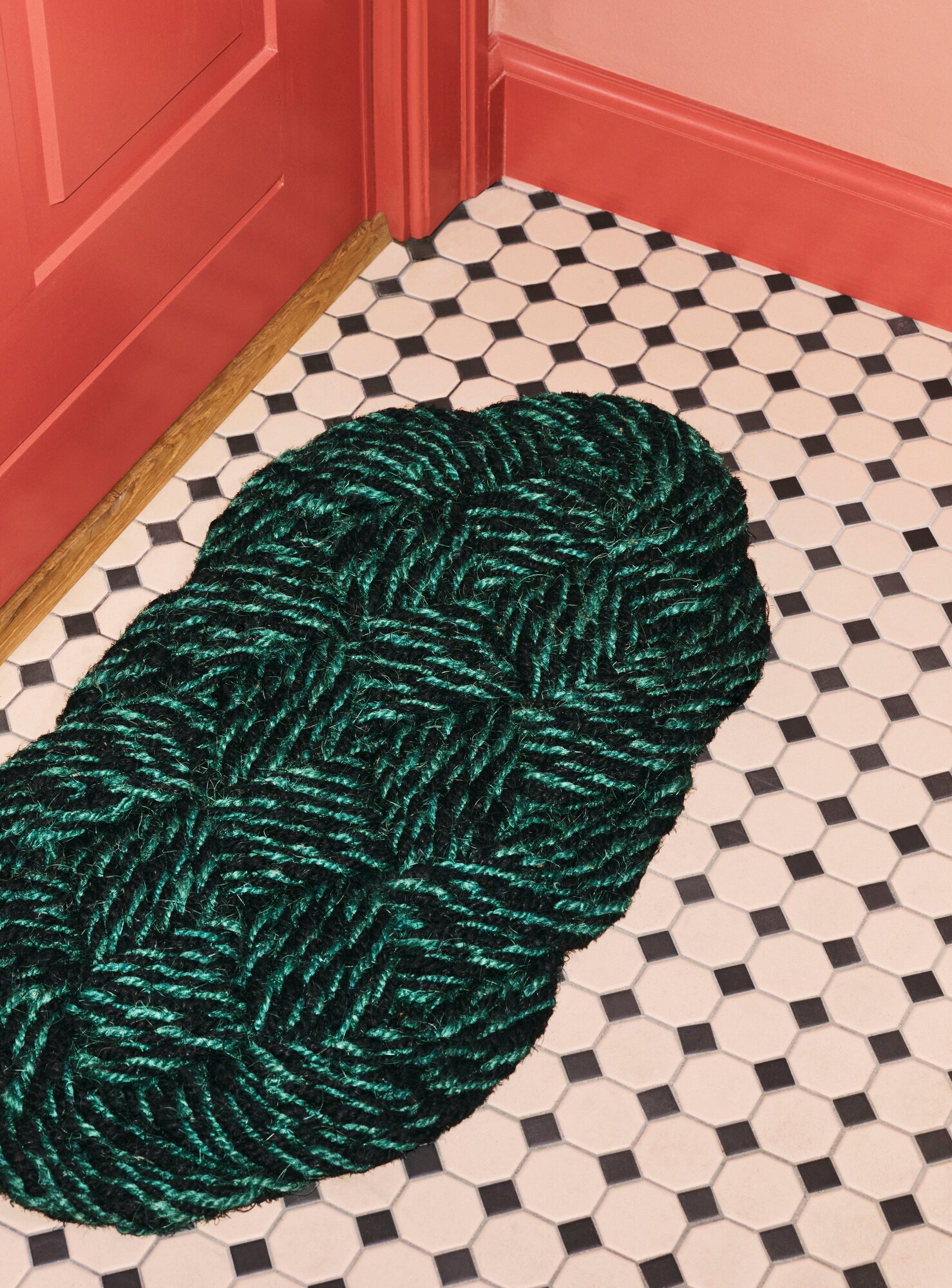 HAY Coco Swirl door mat, green - black | Finnish Design Shop