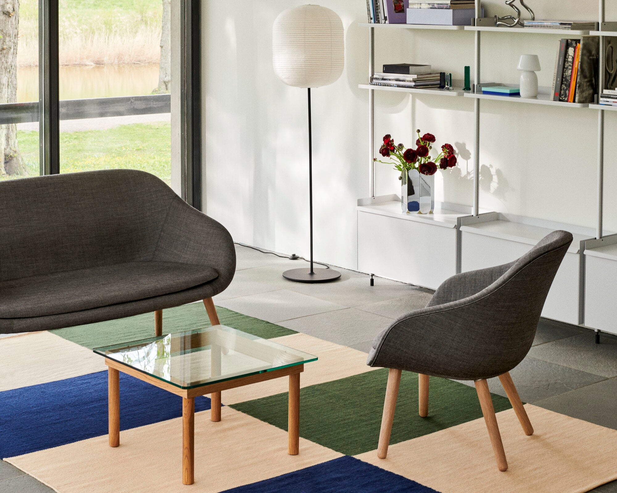 HAY Kofi table 60 x 60 cm, lacquered oak - clear glass | Finnish Design ...