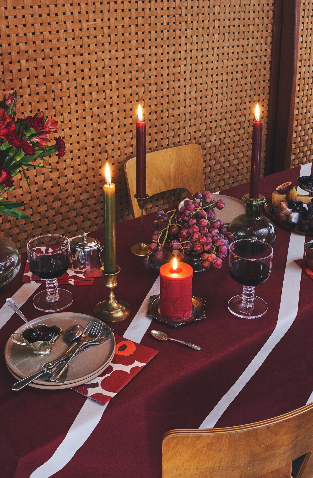 Havi Marimekko Unikko bougie pilier, 10 cm, rouge foncé | Finnish ...