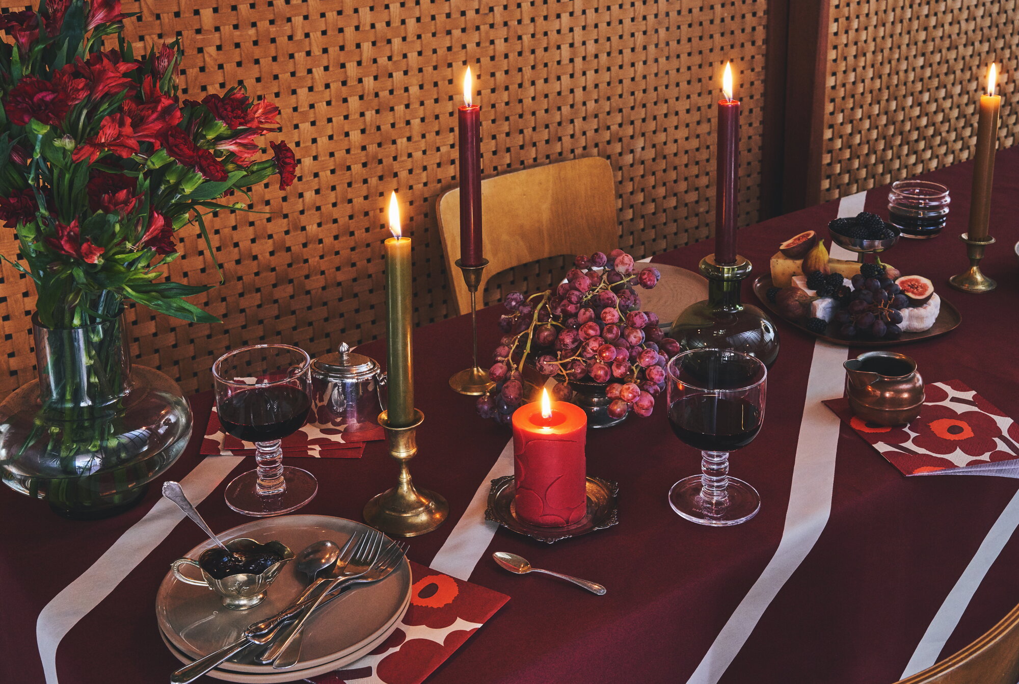 Havi Marimekko Unikko bougie pilier, 10 cm, rouge foncé | Finnish ...