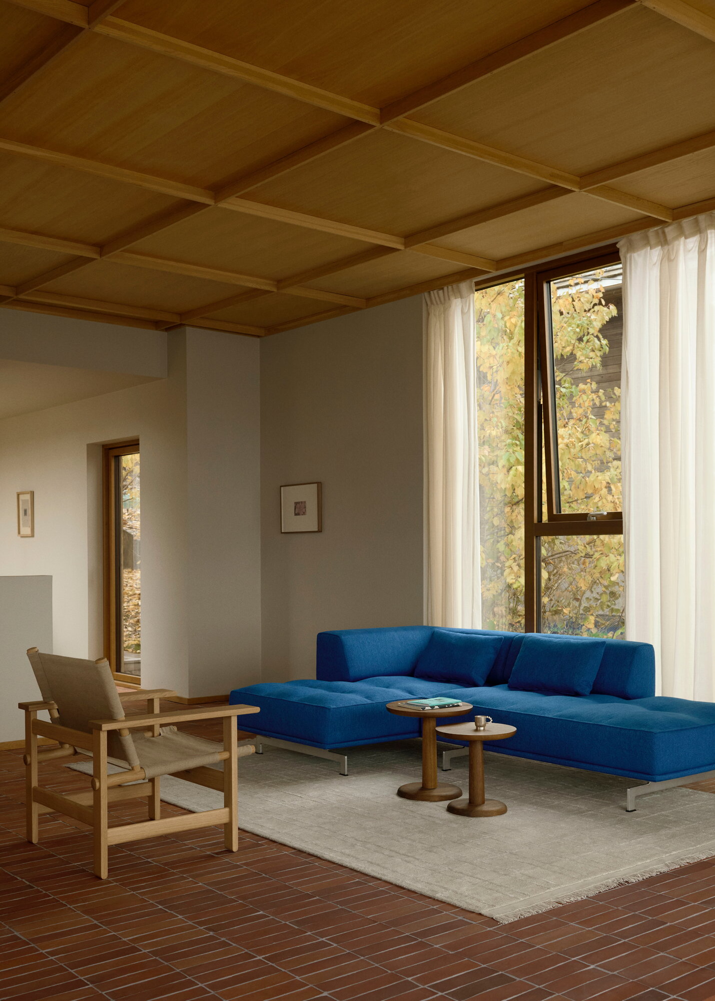 Fredericia Delphi Elements sofa, conf. E, brushed aluminium - blue ...