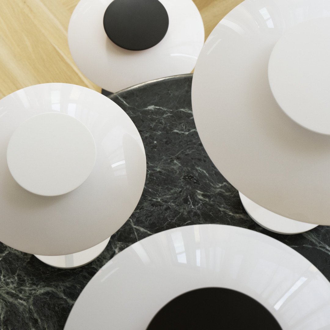 Louis Poulsen PH 80 table lamp, opal white - high lustre chrome plated ...