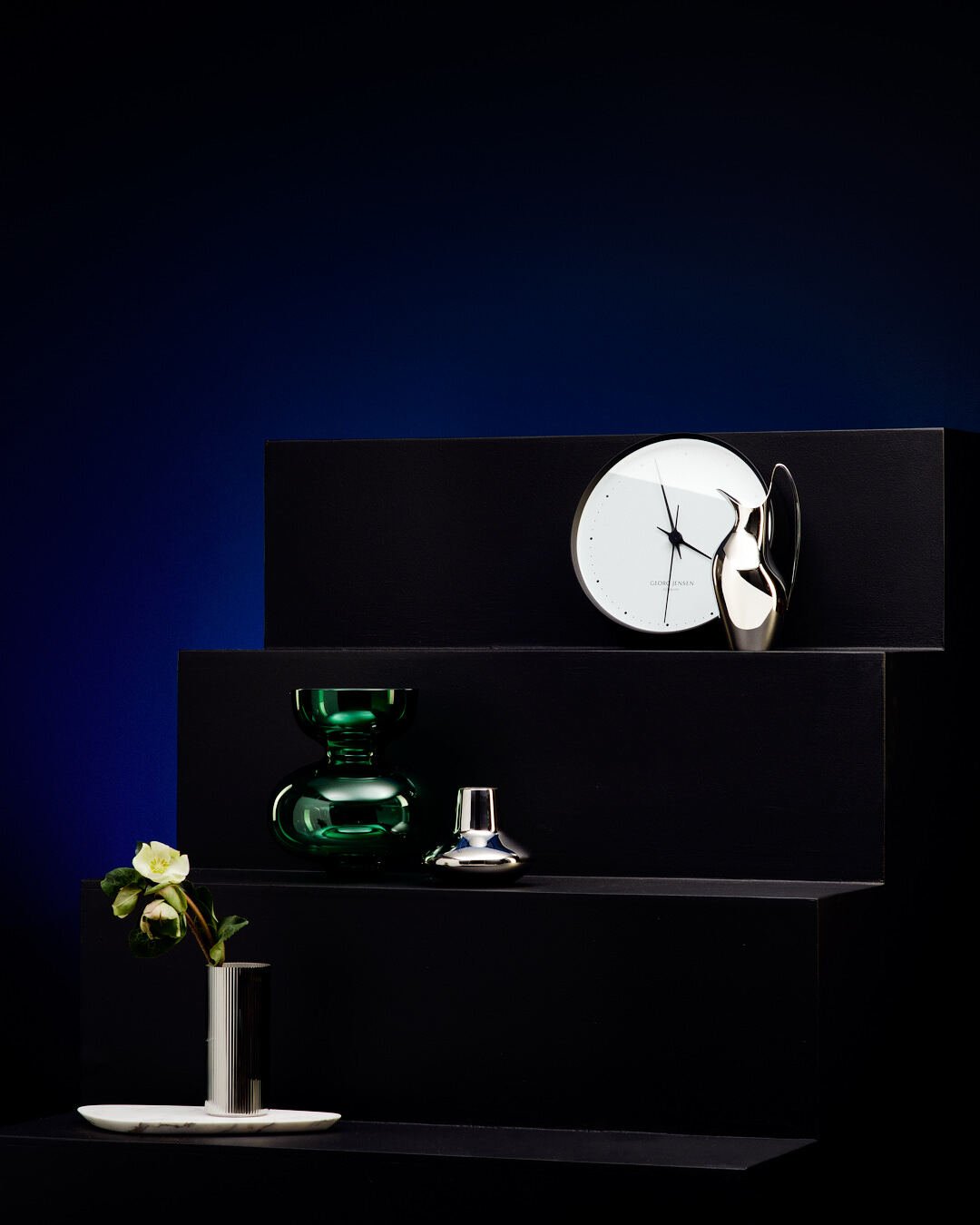 Georg Jensen Henning Koppel wall clock, 30 cm, black - white | Finnish ...