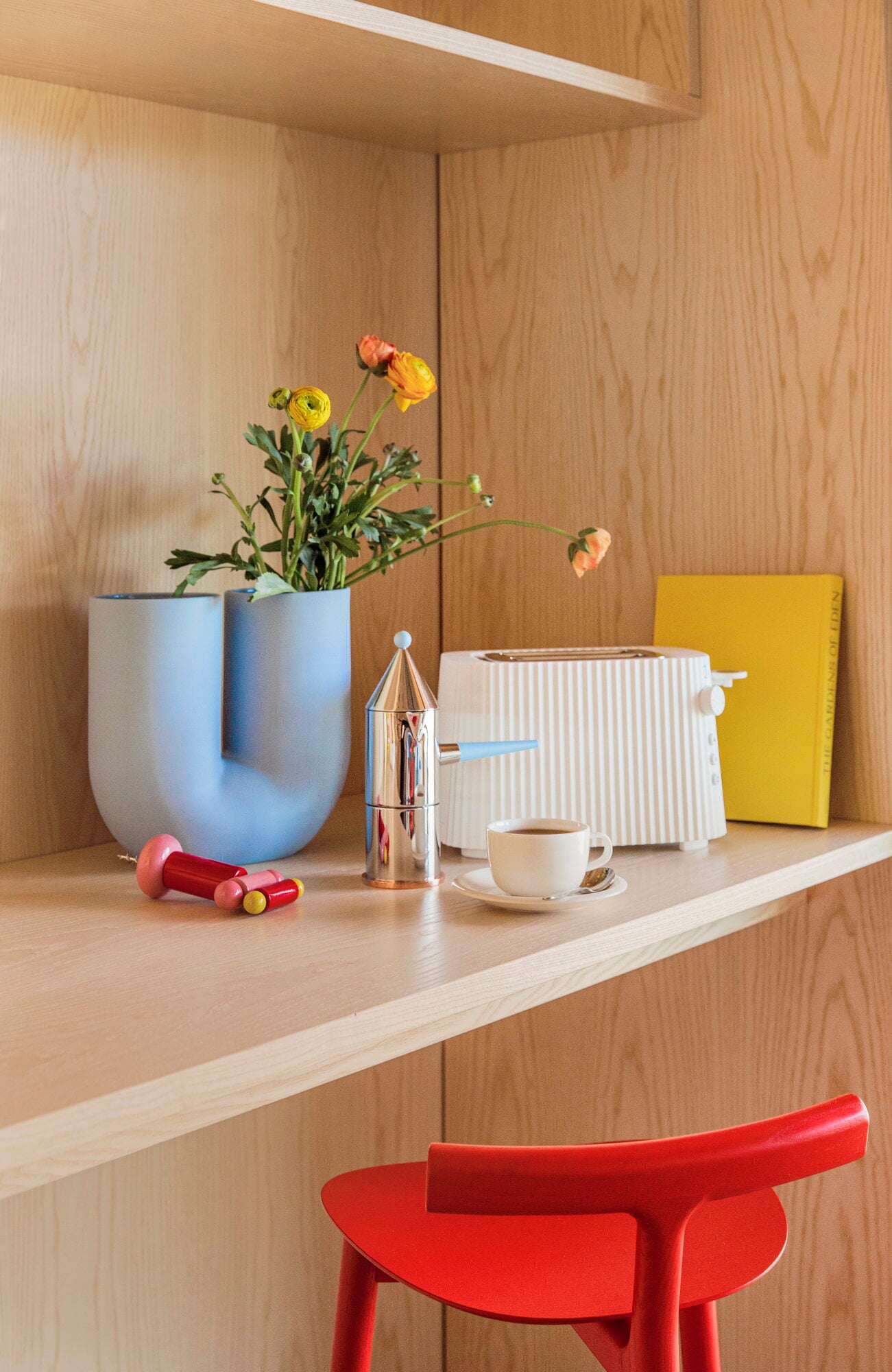 Alessi Twergi ES17 corkscrew, red - pink - yellow | Finnish Design Shop