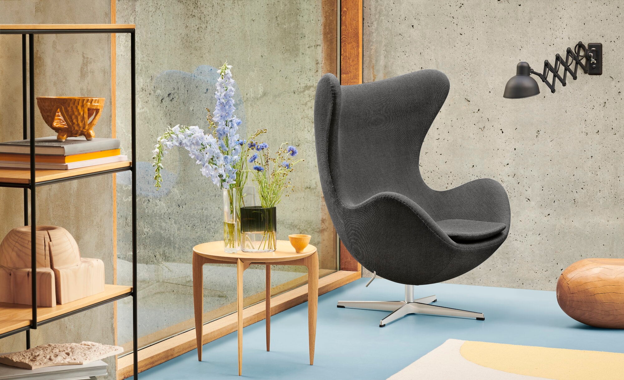 Fritz Hansen Egg tuoli, satiinipinnoitettu alumiini - Re-wool 0198 ...