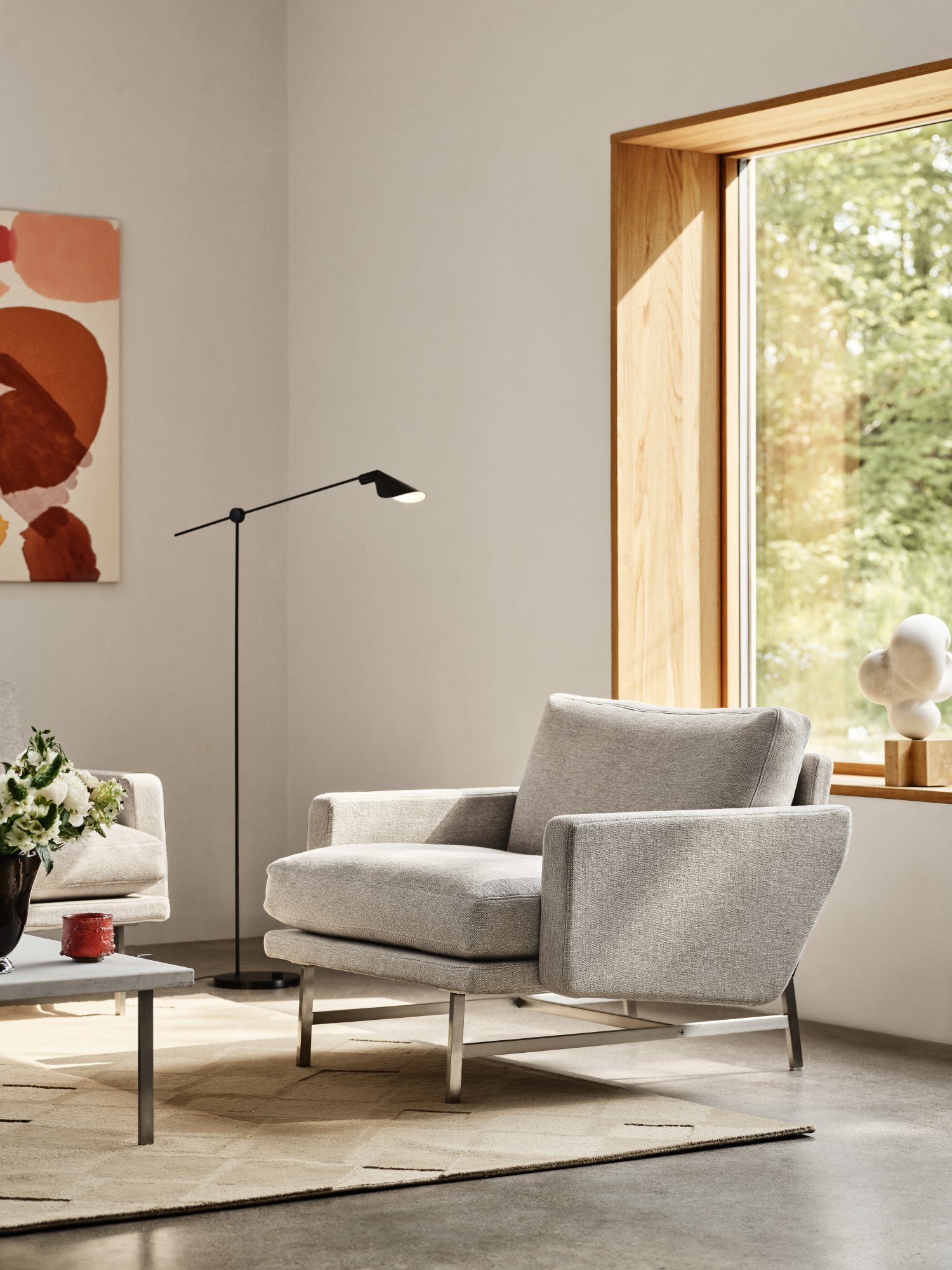 Fritz Hansen PL111S Lissoni nojatuoli, mattakiillotettu teräs - Clay ...