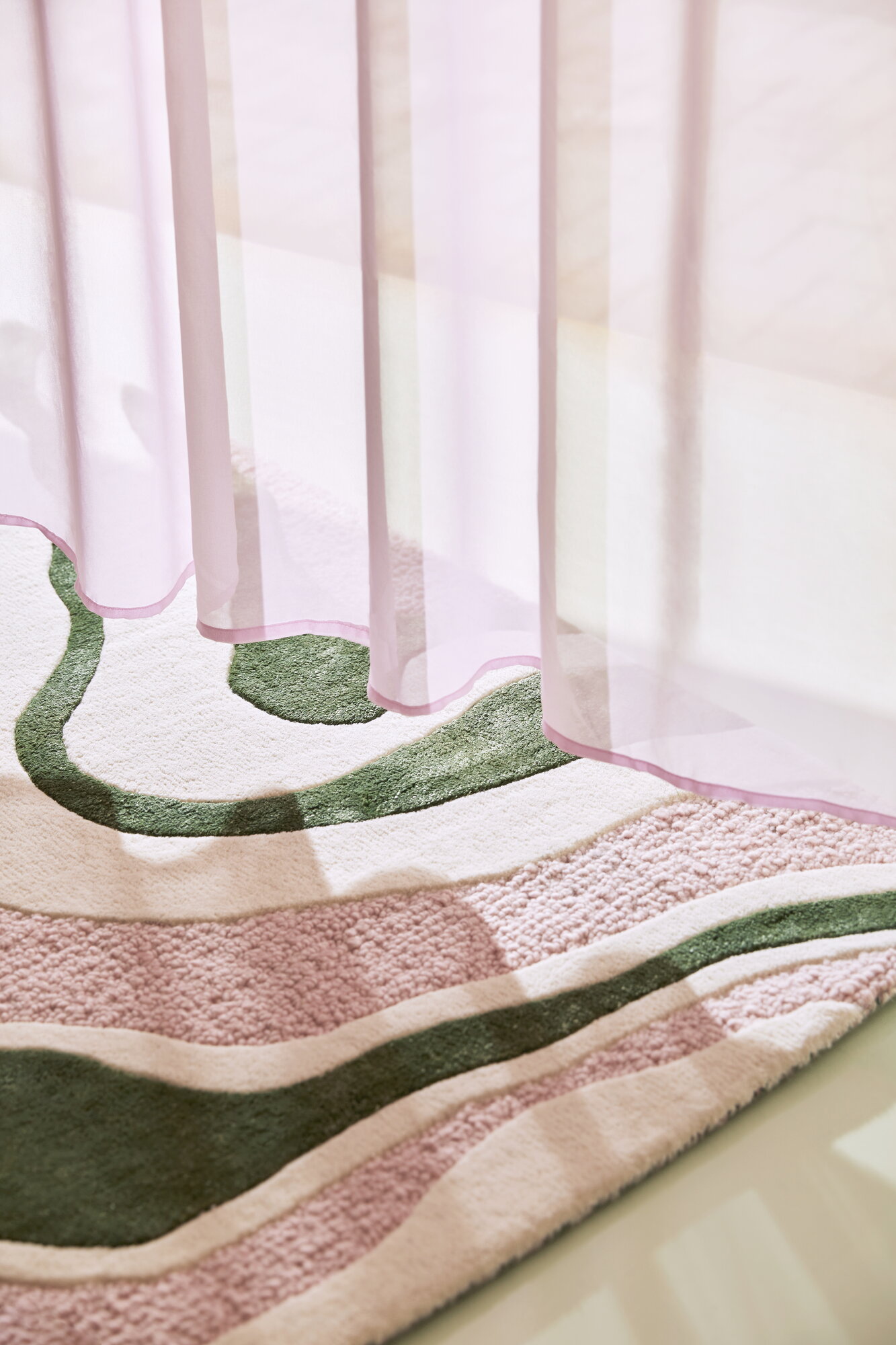 Finarte Virta rug, white - green | Finnish Design Shop