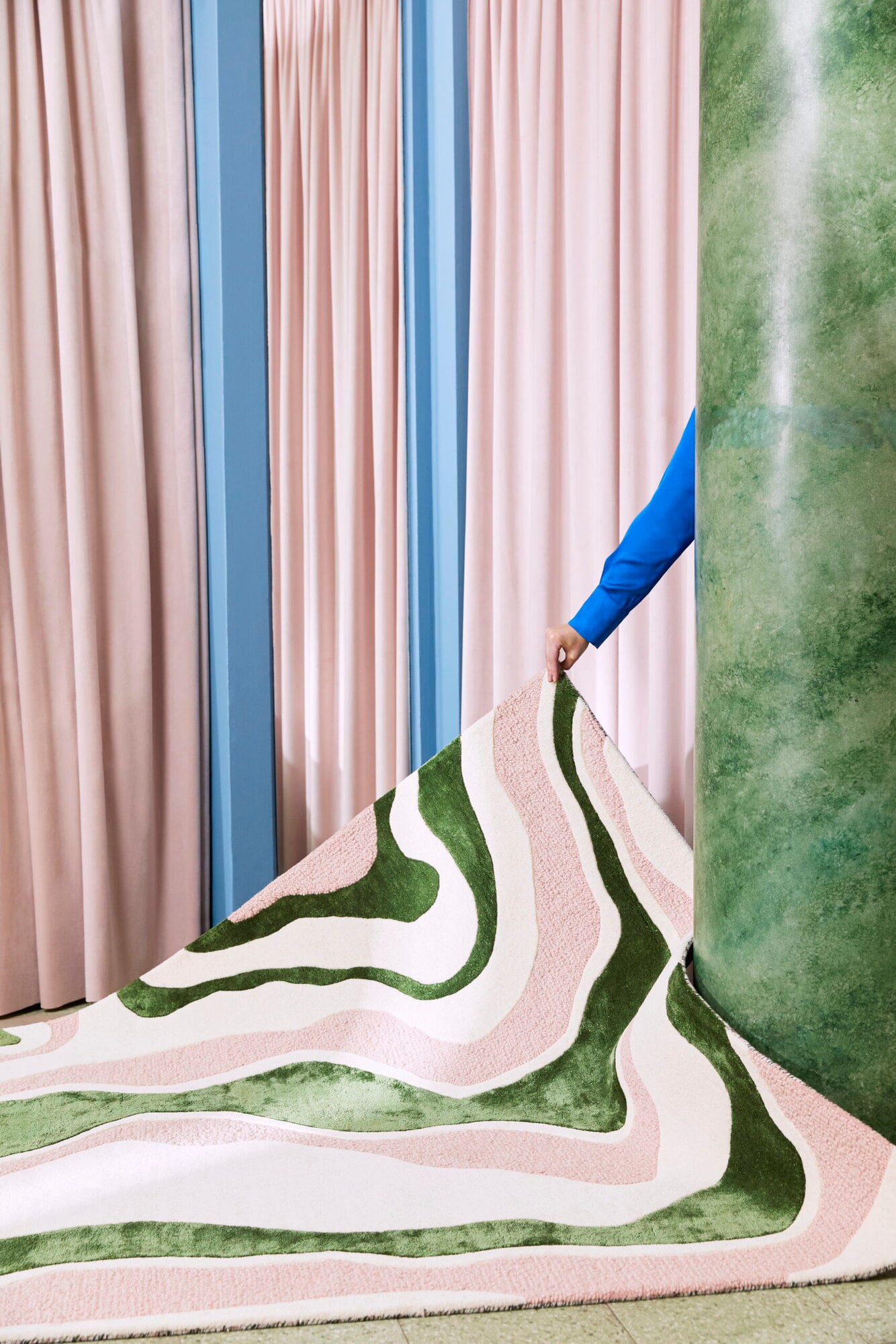 Finarte Virta rug, white - green | Finnish Design Shop