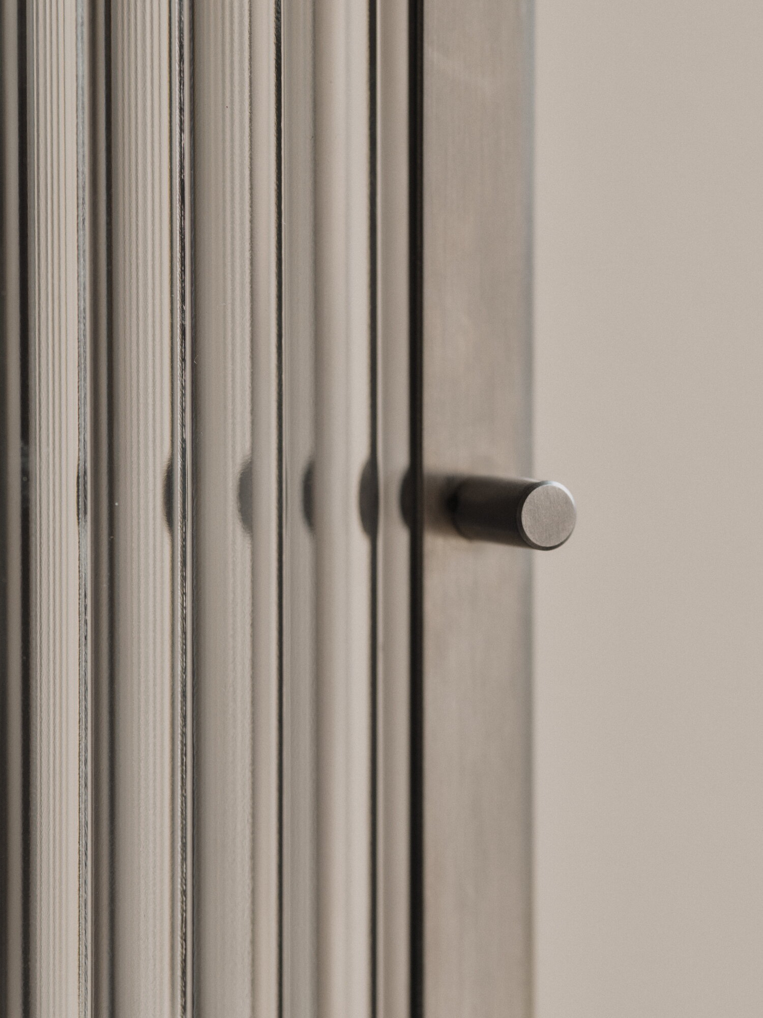 Ferm Living Haze wall cabinet, reeded glass, brushed stainless steel ...